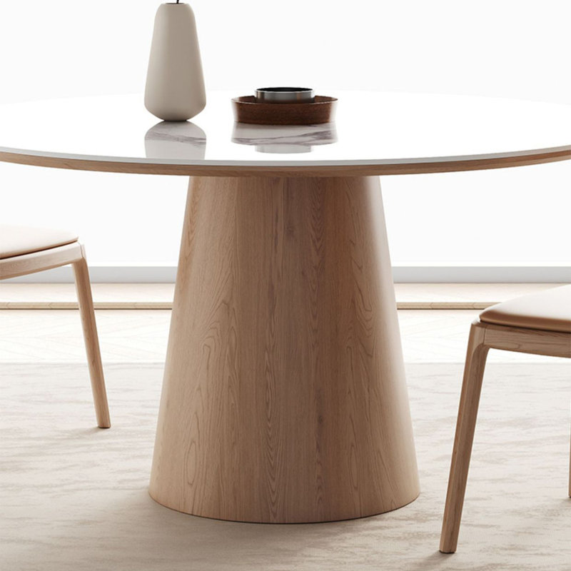 Beicang Home Modern Round Dining Table with Glossy Rock Top | Wayfair