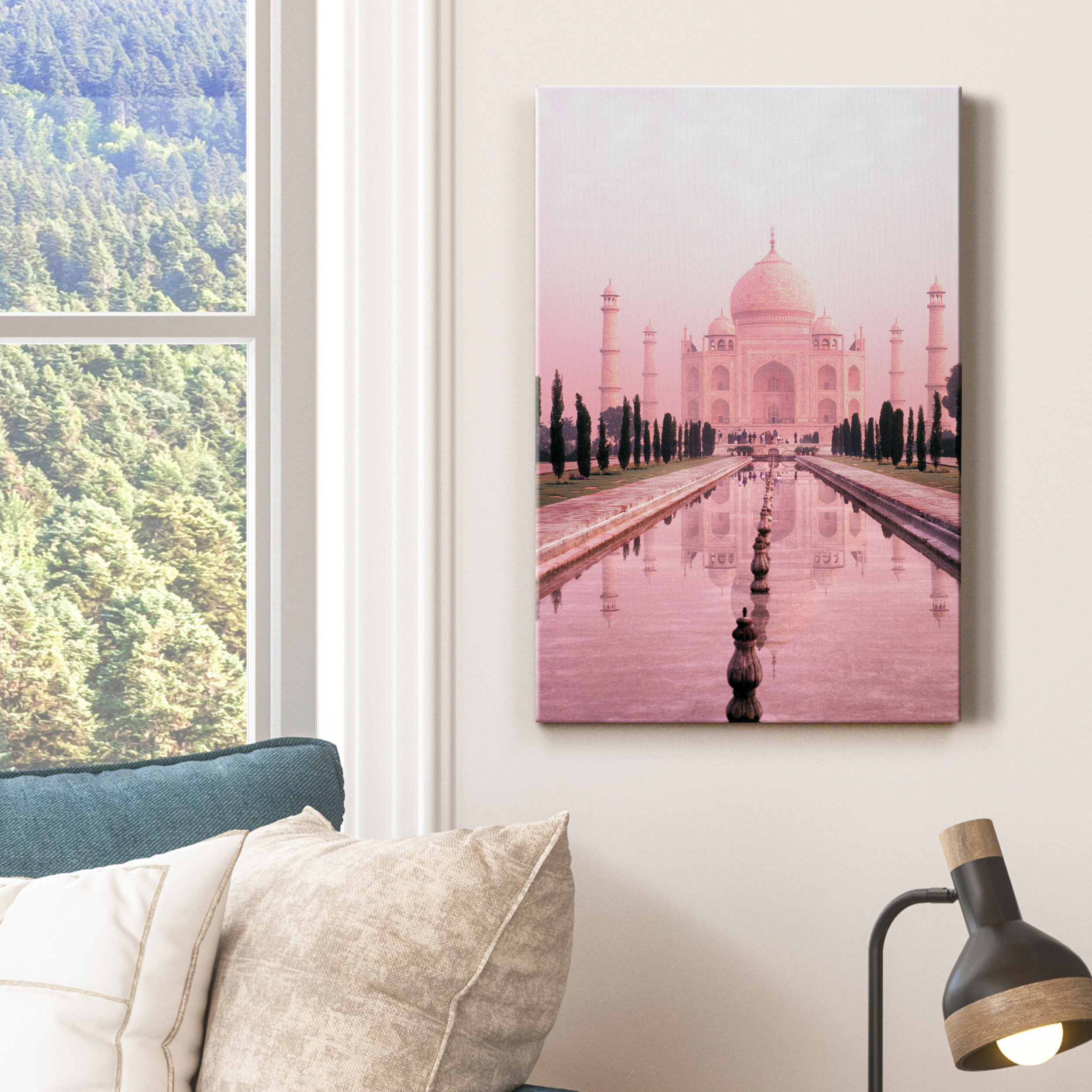 Dakota Fields Taj Mahal In Pink Light Premium Gallery Wrapped Canvas ...