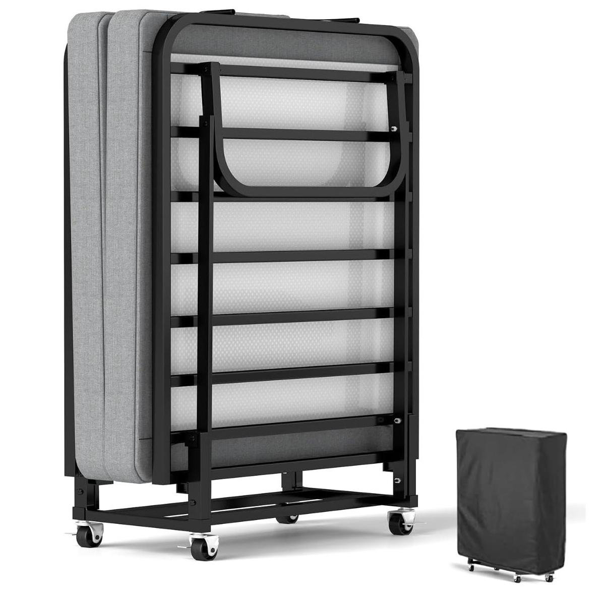 Ebern Designs Folding Bed With Mattress, Portable Foldable Bed For ...