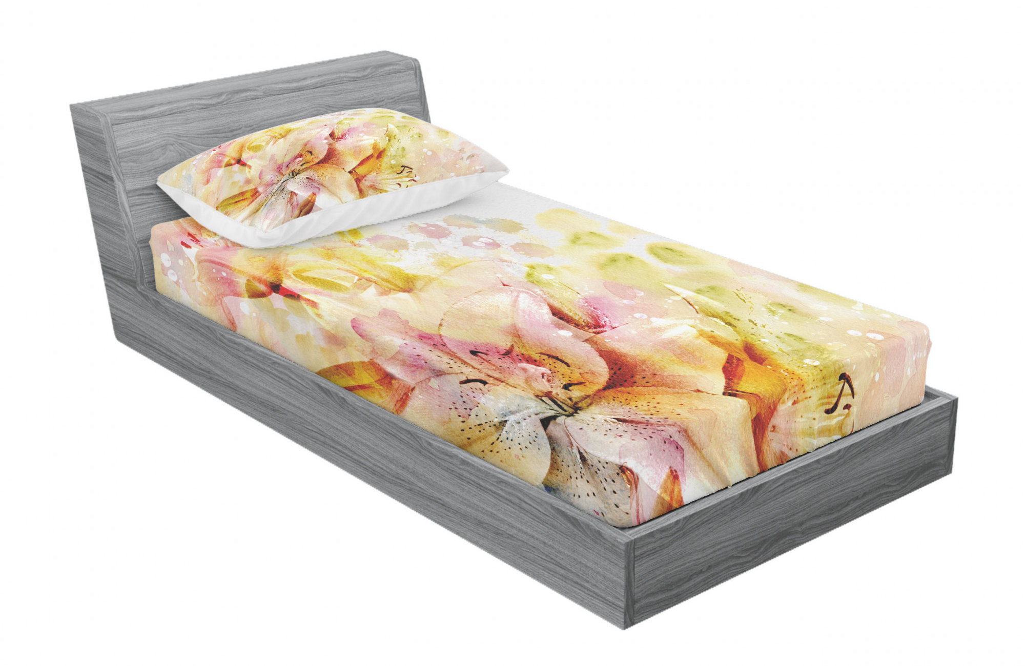 Ambesonne Watered Lilies Buds Floral Sheet Set | Wayfair