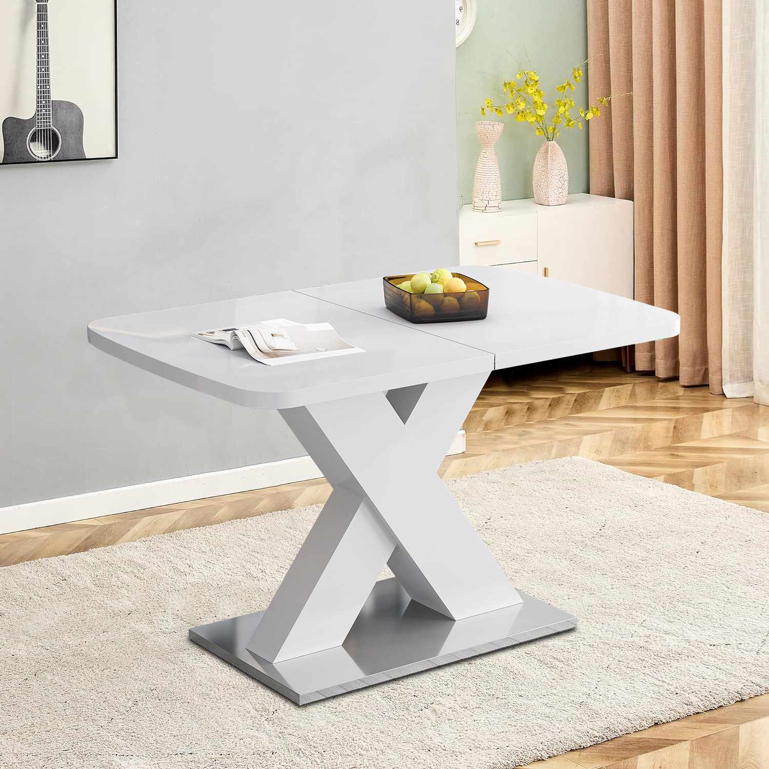 Latitude Run® Nordic style Dining Table with Stretchable Tabletop, Easy ...
