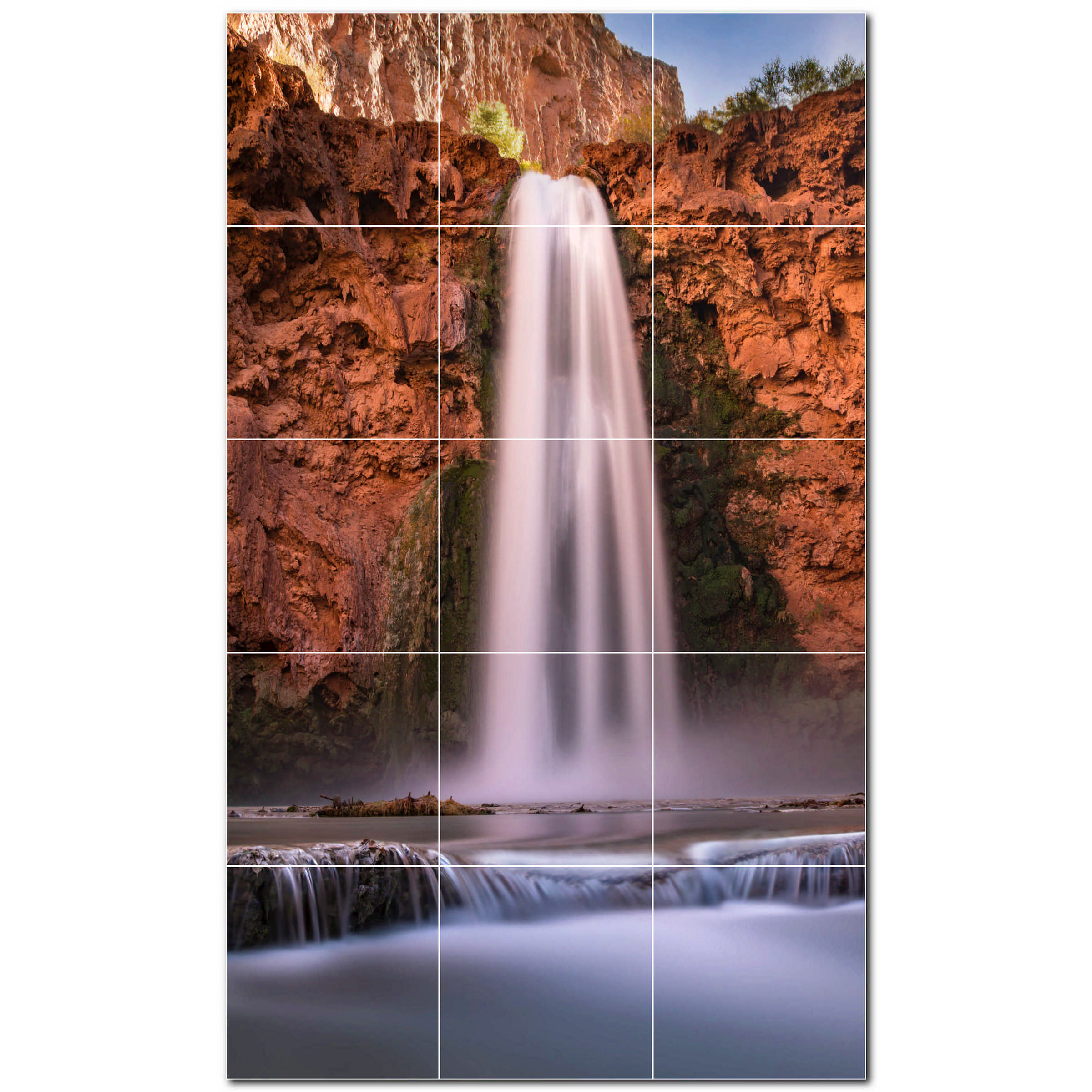 Picture-Tiles.com 24" x 40" Ceramic Waterfalls Photo Decorative Mural ...