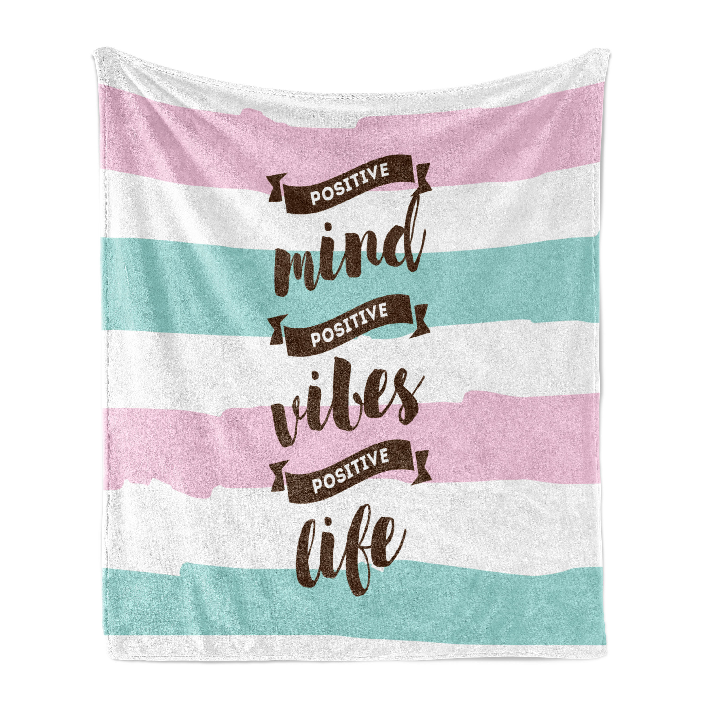 Ambesonne Saying Fleece Throw Blanket Positive Mind Vibes Life Art Pale ...