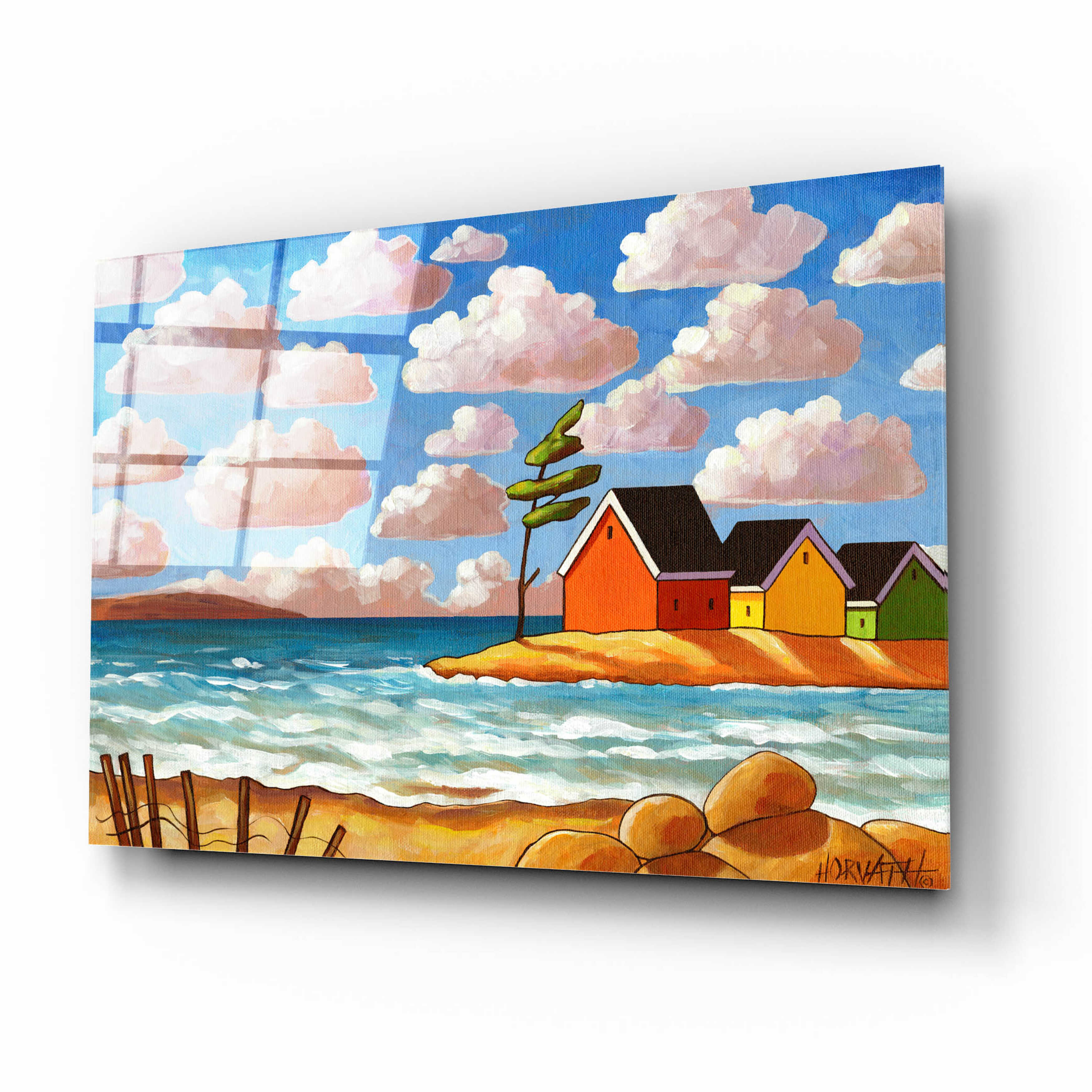 Dovecove Beltsville Waves and Colorful Cabins Beach by Cathy Horvath ...