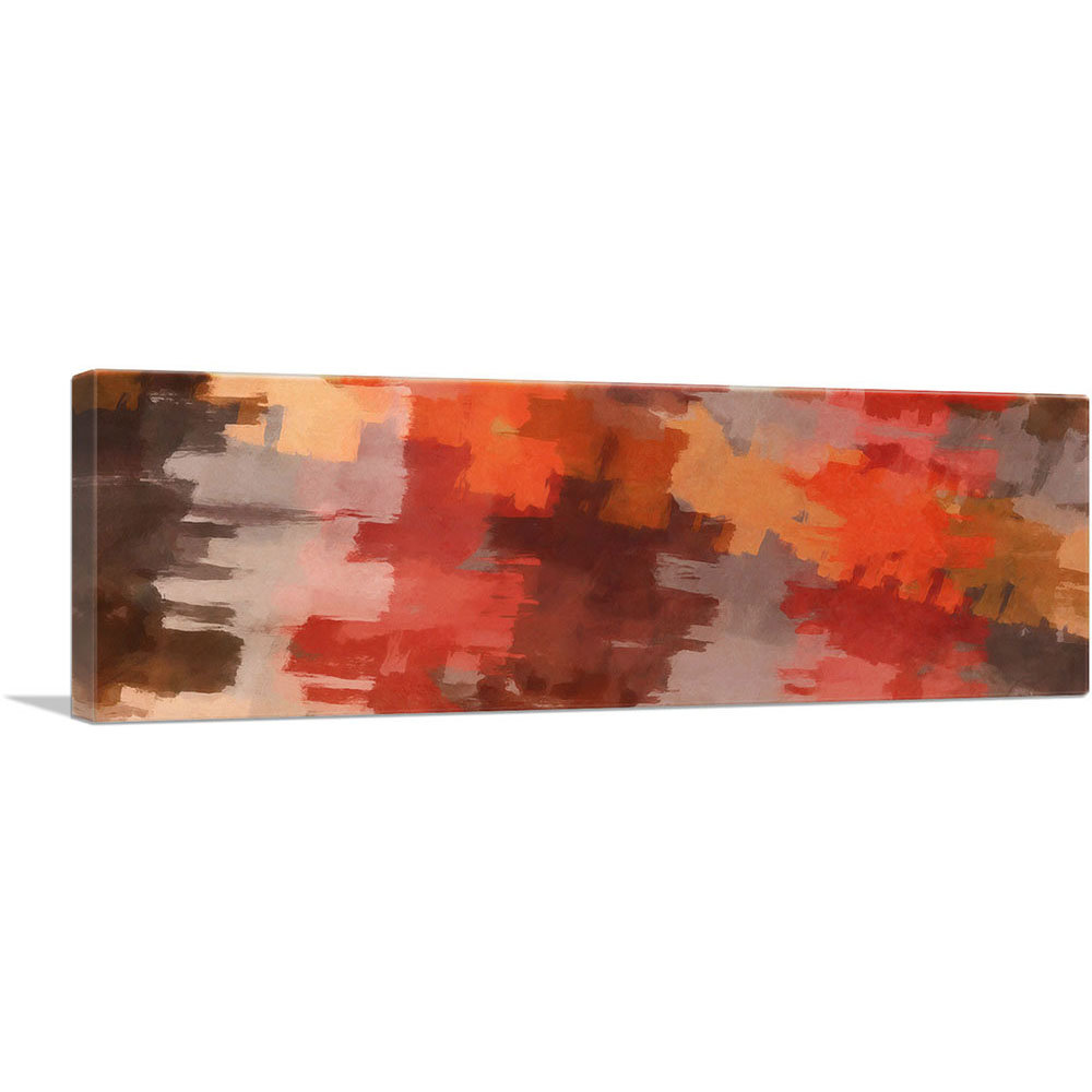ARTCANVAS Orange Brown Red Modern - Wrapped Canvas Panoramic Painting ...