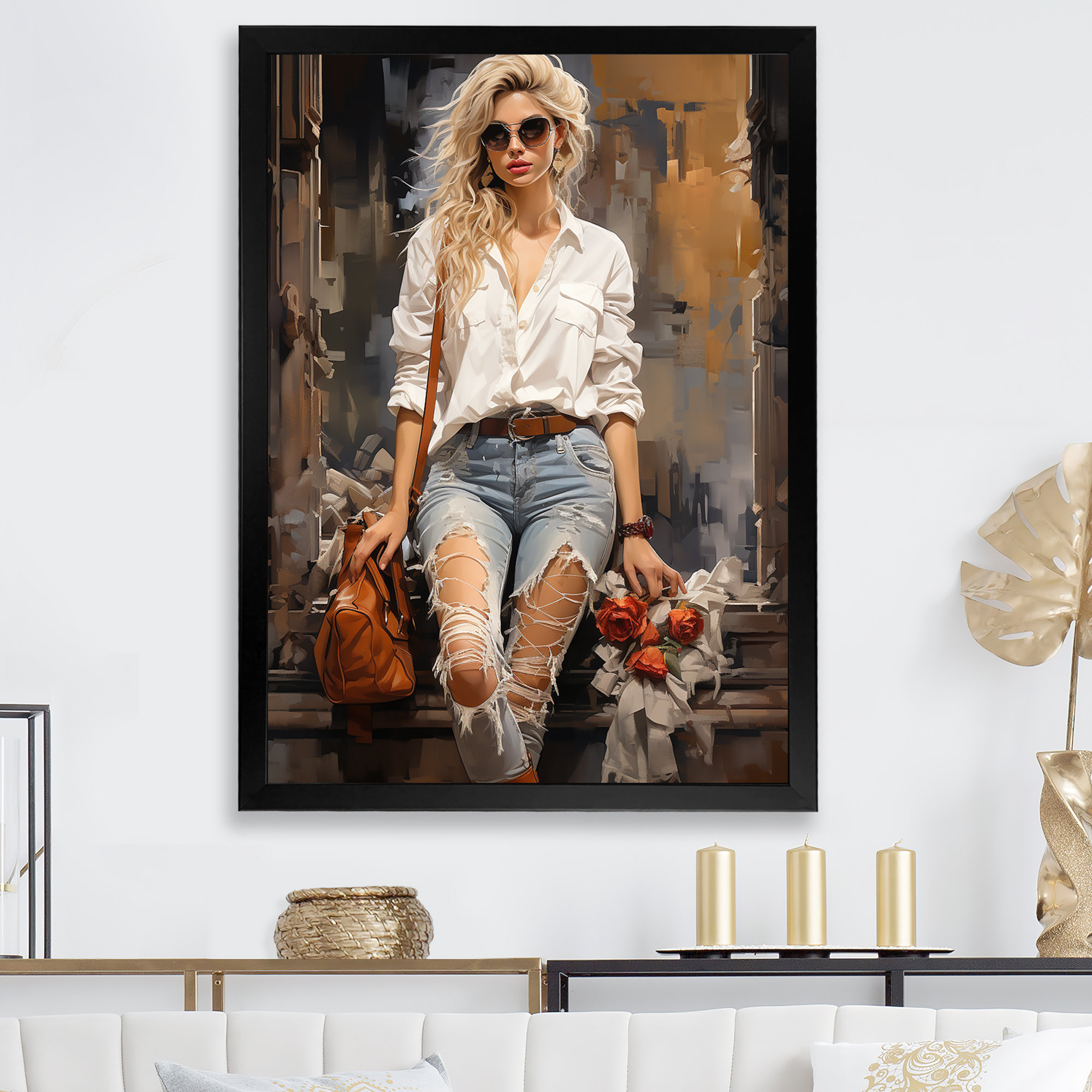 House of Hampton® Fashion Forward Denim Woman II - Print | Wayfair