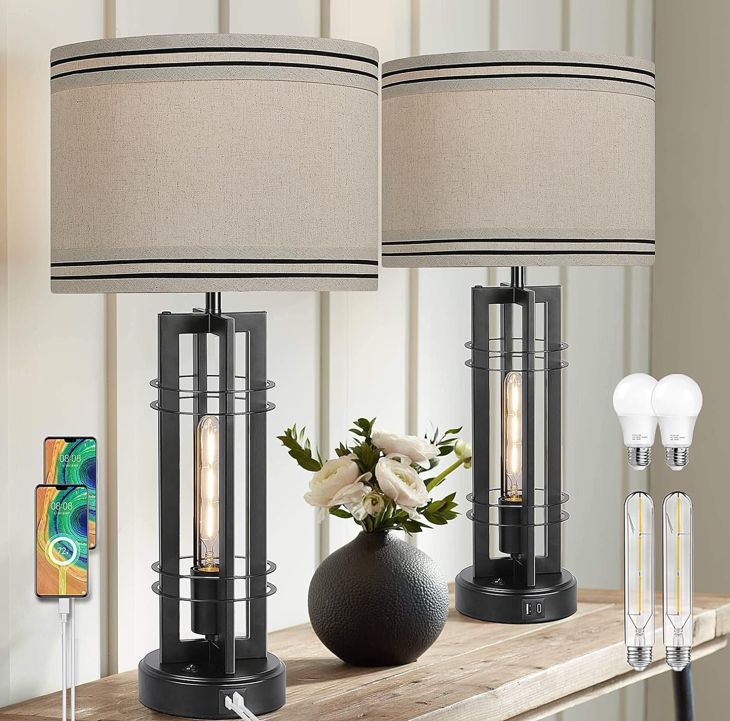 17 Stories 27In 2-Light Table Lamps For Living Room Touch Control ...