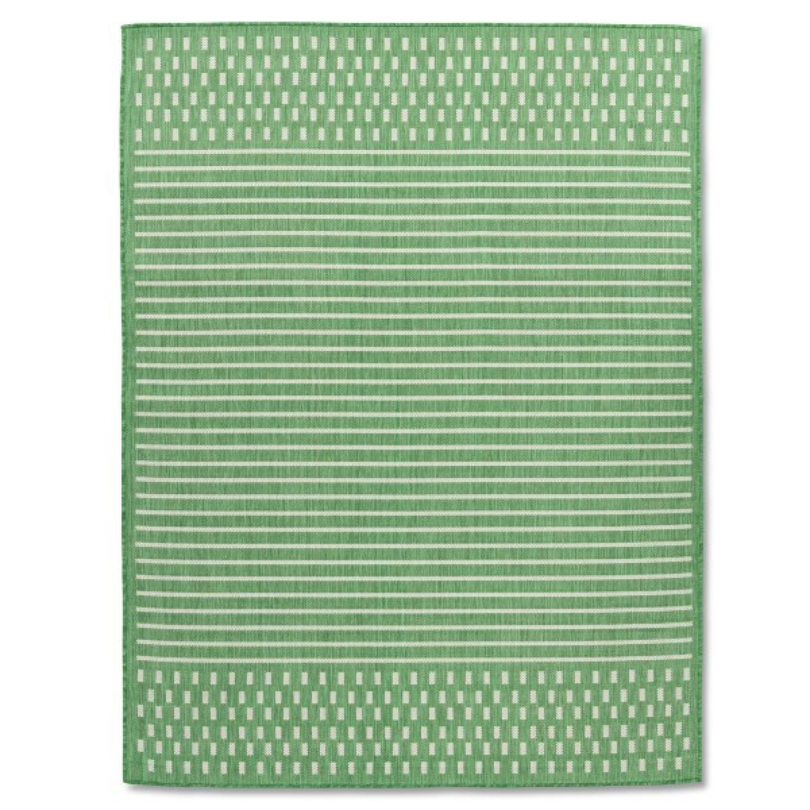 Hokku Designs Cabana Indoor Outdoor Green Striped Rug | Wayfair