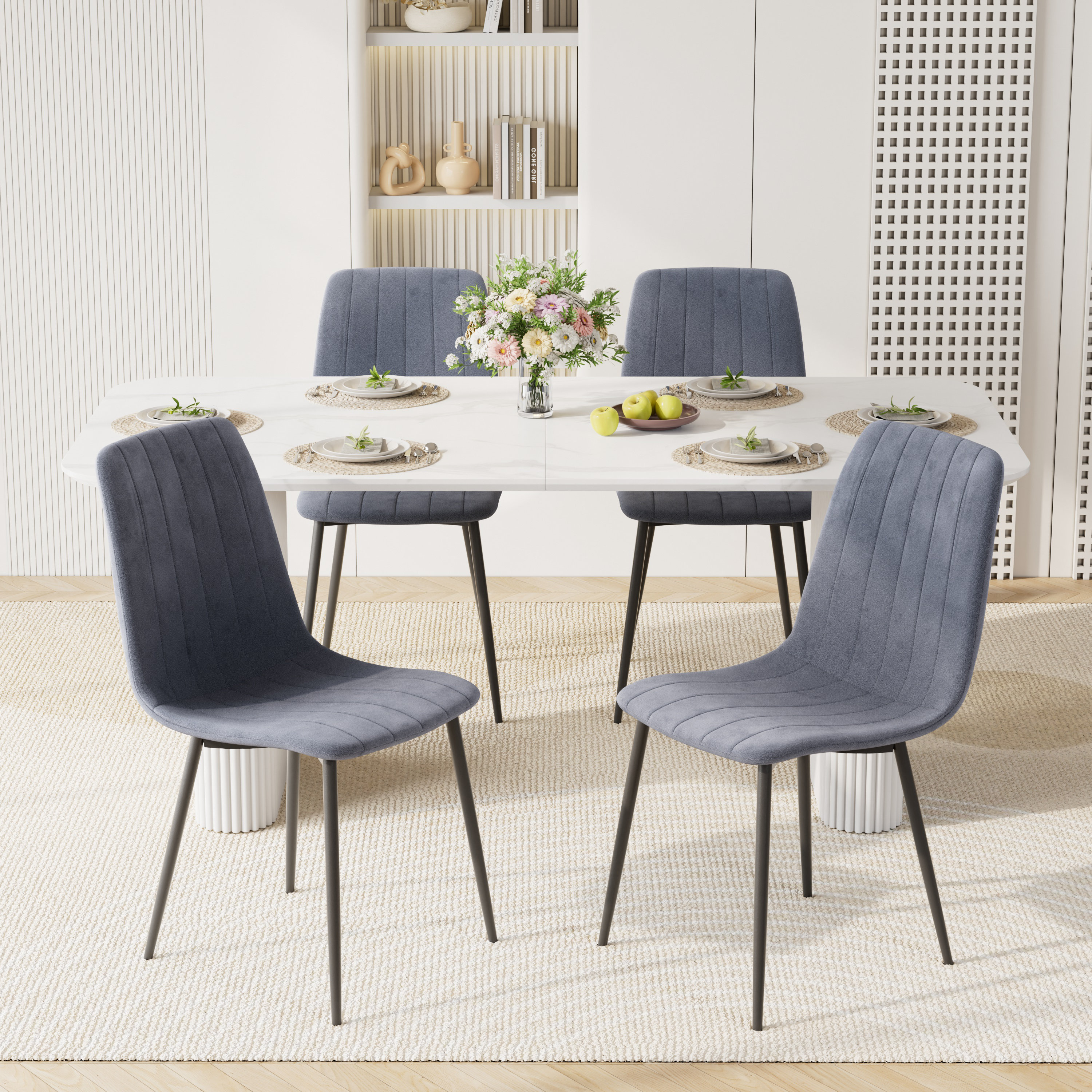 George Oliver Marble texture 70.9 "Rectangular Dining Table Set | Wayfair