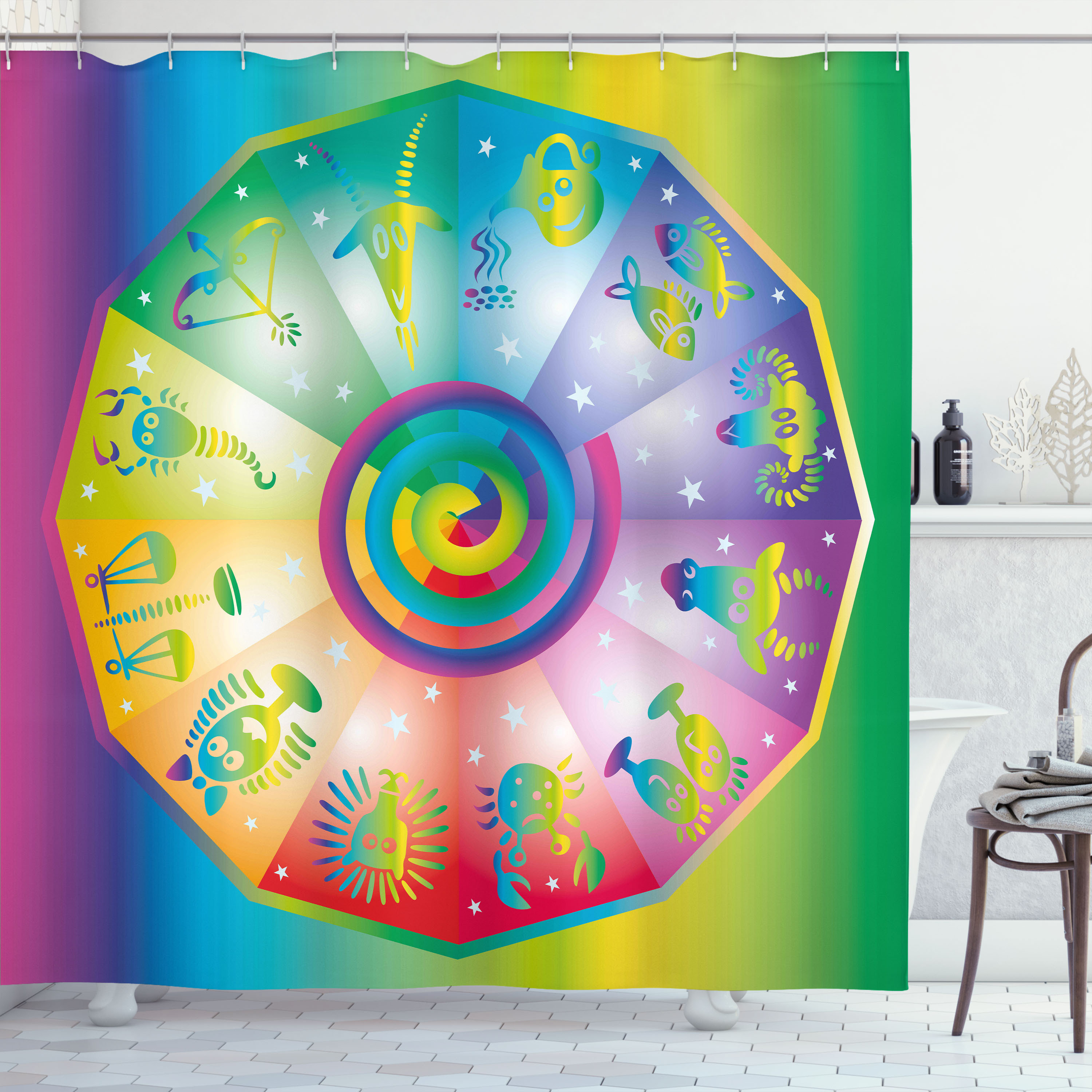 East Urban Home Srinivas Astrology Shower Curtain Hippie Style Zodiac ...