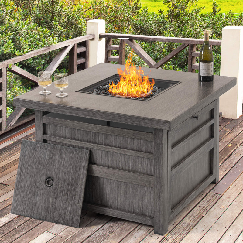 Red Barrel Studio® 50,000 Btu Propane Fire Pit For Outdoor, 35” Square ...