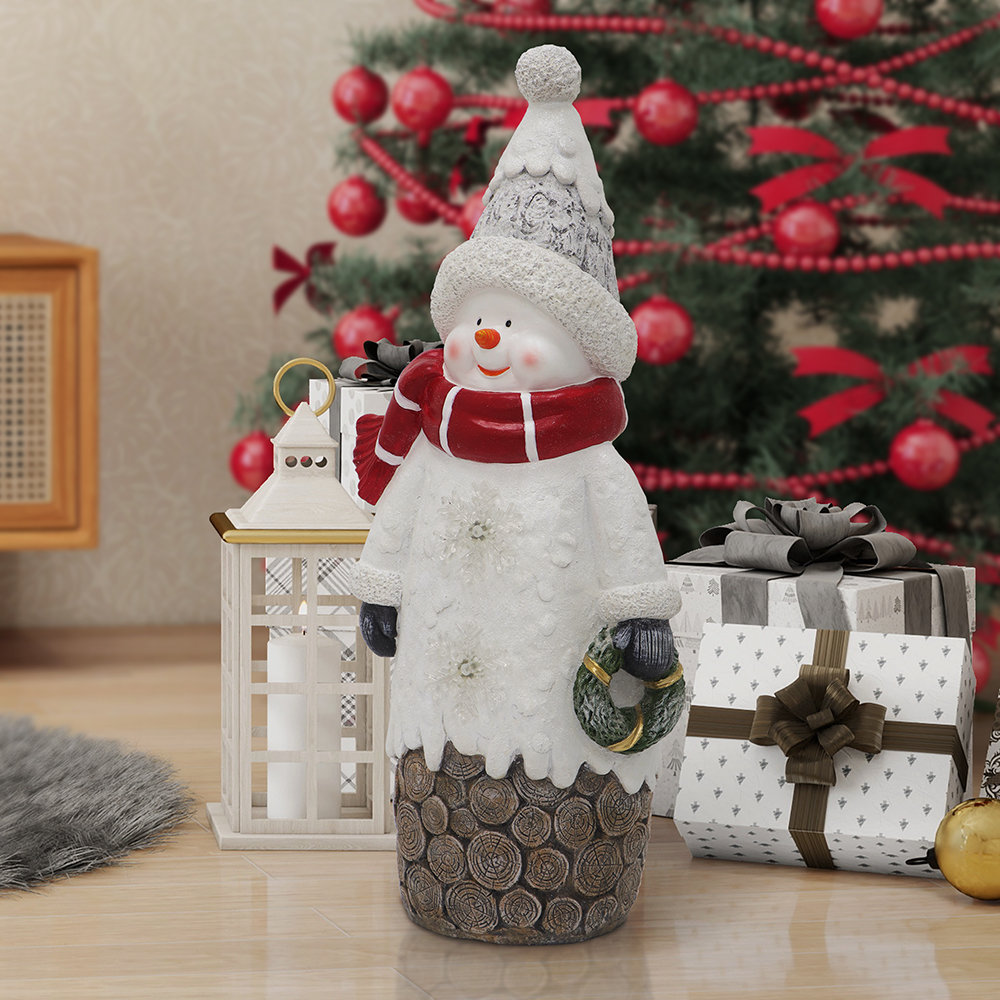 The Holiday Aisle® Resin Christmas Snowman Sculture W Led - Wayfair Canada