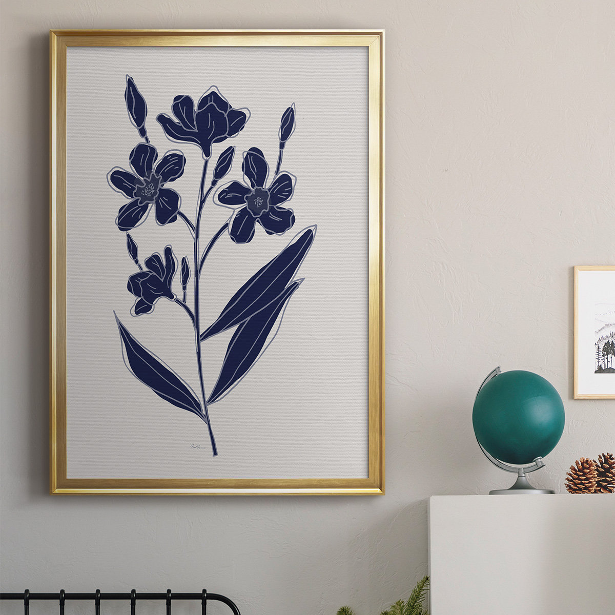 Red Barrel Studio Indigo Botanical Study I Premium Framed Print - Ready ...