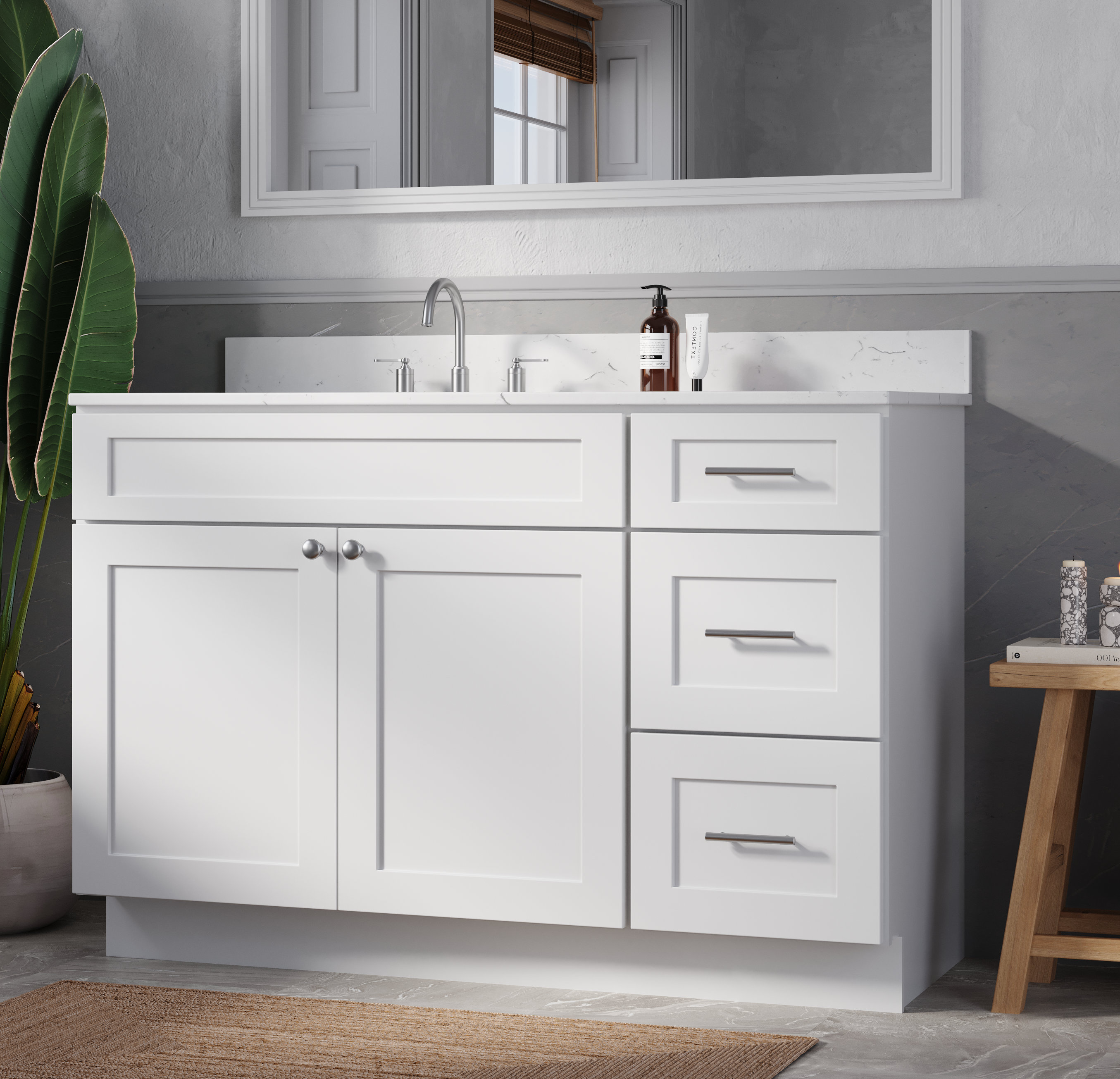 DISAR Disar 52'' Single Bathroom Vanity with Quartz Top | Wayfair