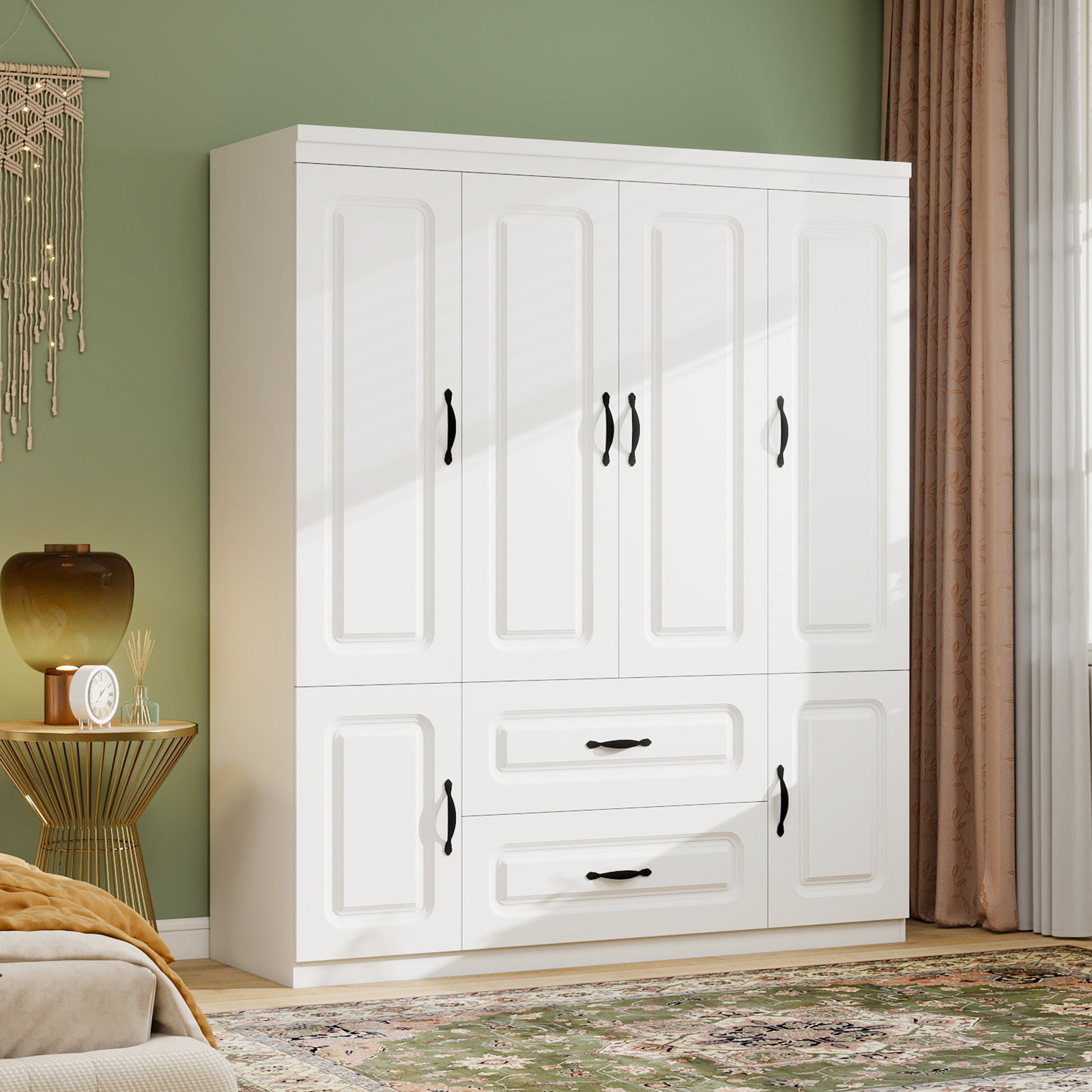 Latitude Run® Mextli 4 Doors Armoire Wardrobe Closet with 2 Drawers,70. ...