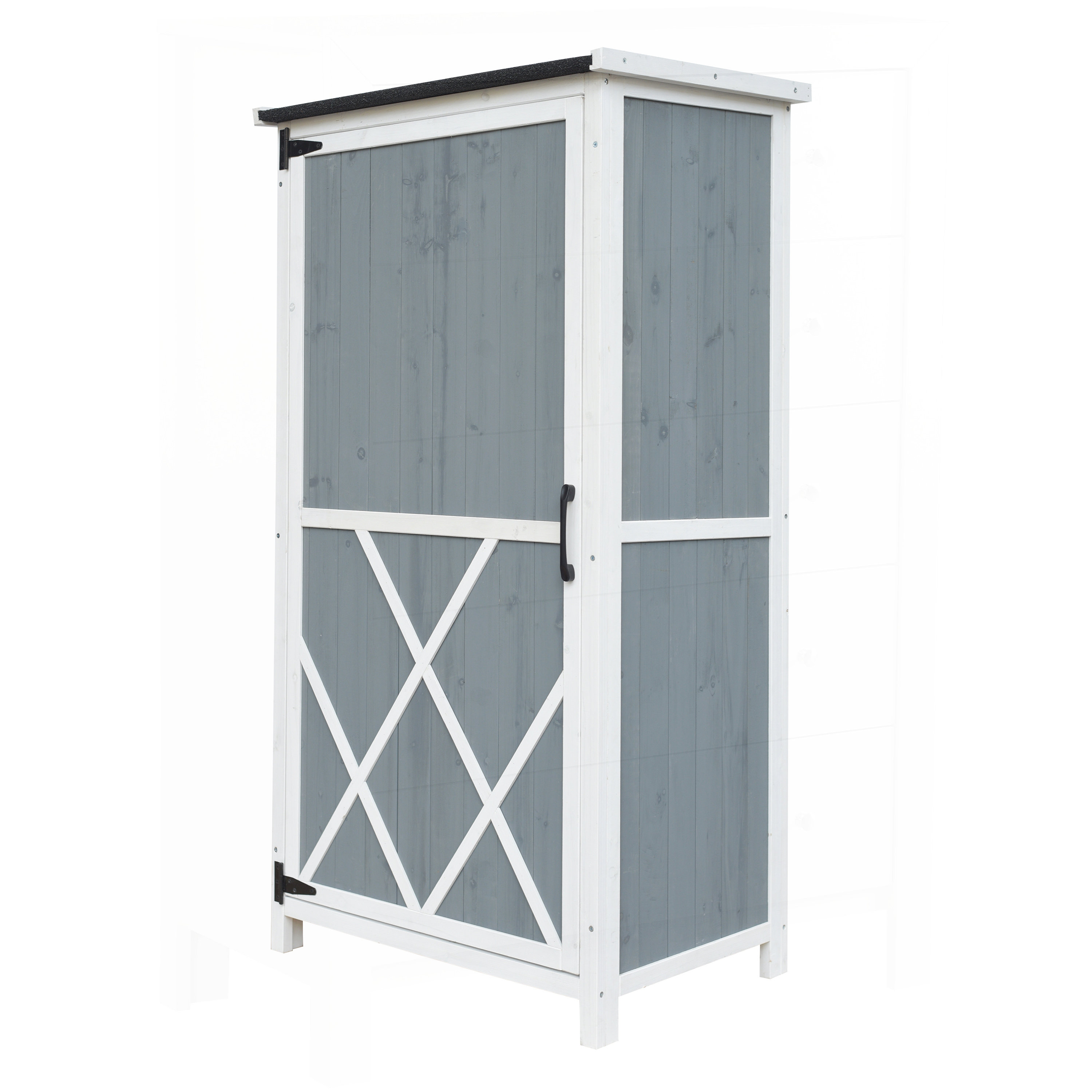 Decopom 54-Inch Two-Tone Storage Shed with Sloped Roof and 5 ...