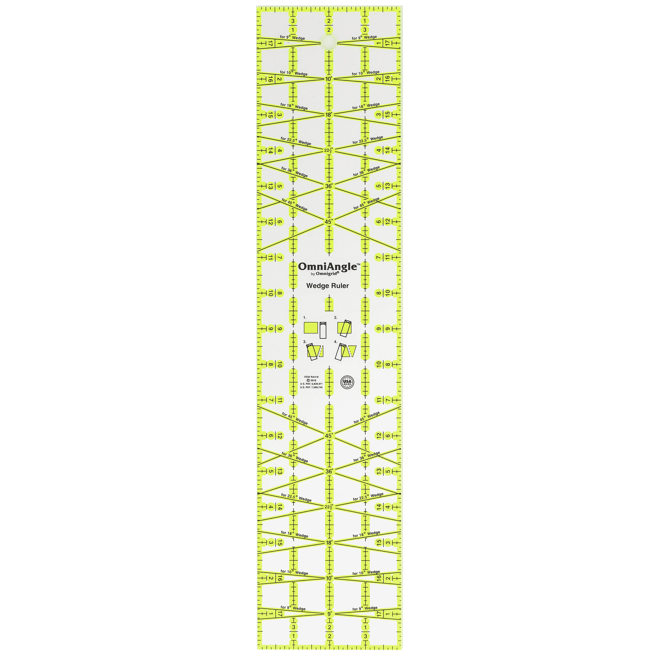 Omnigrid OmniAngle 4" x 18" Non-Slip Wedge Quilting Ruler - Wayfair Canada