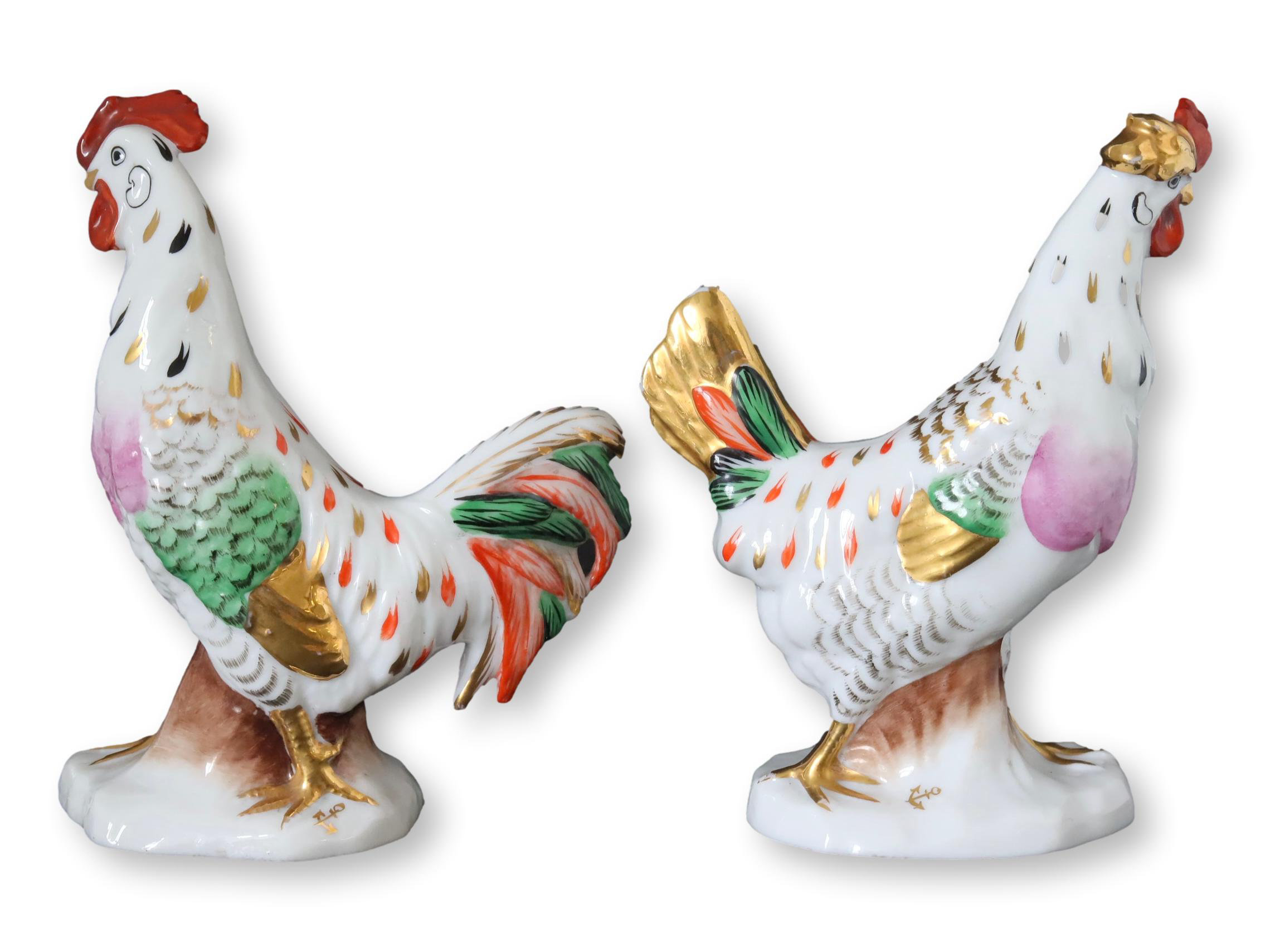 Rose Victoria Antique French Porcelain Rooster And Hen | Perigold