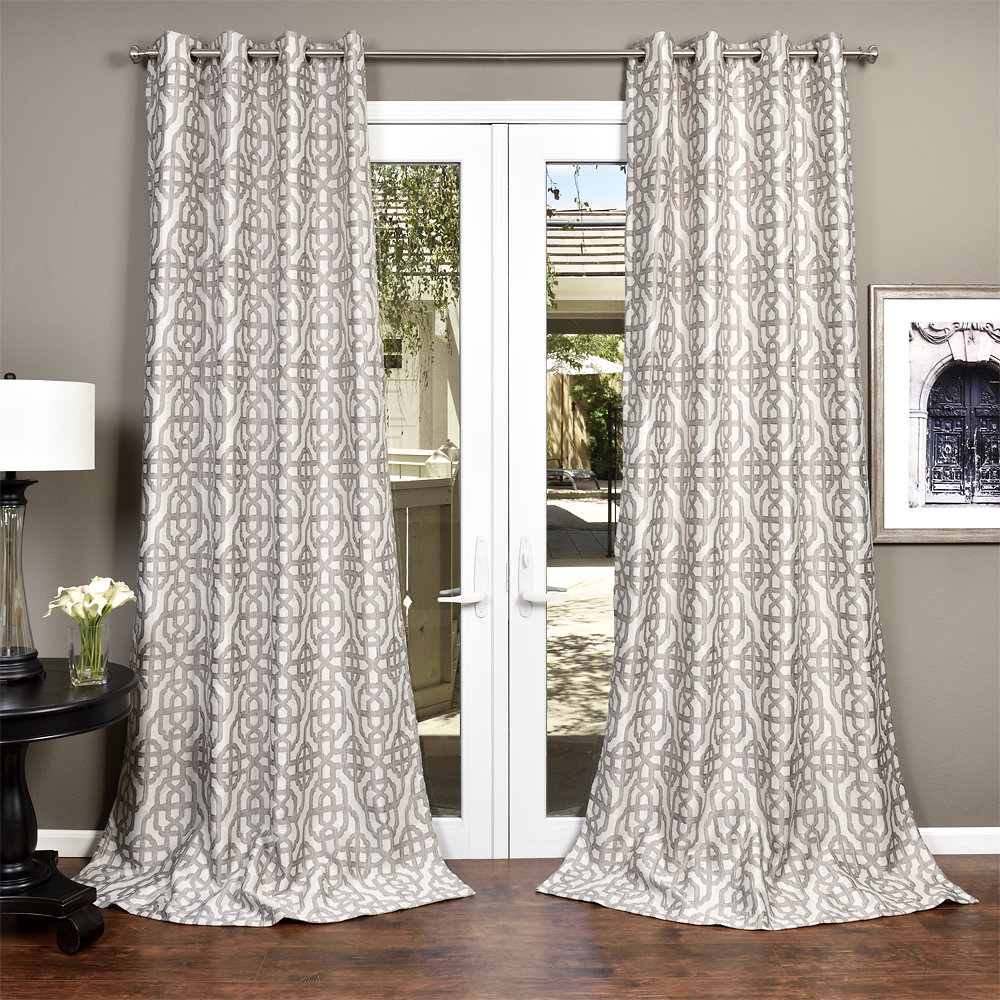 Everly Quinn Talbot Geometric Semi-Sheer Grommet Single Curtain Panel ...