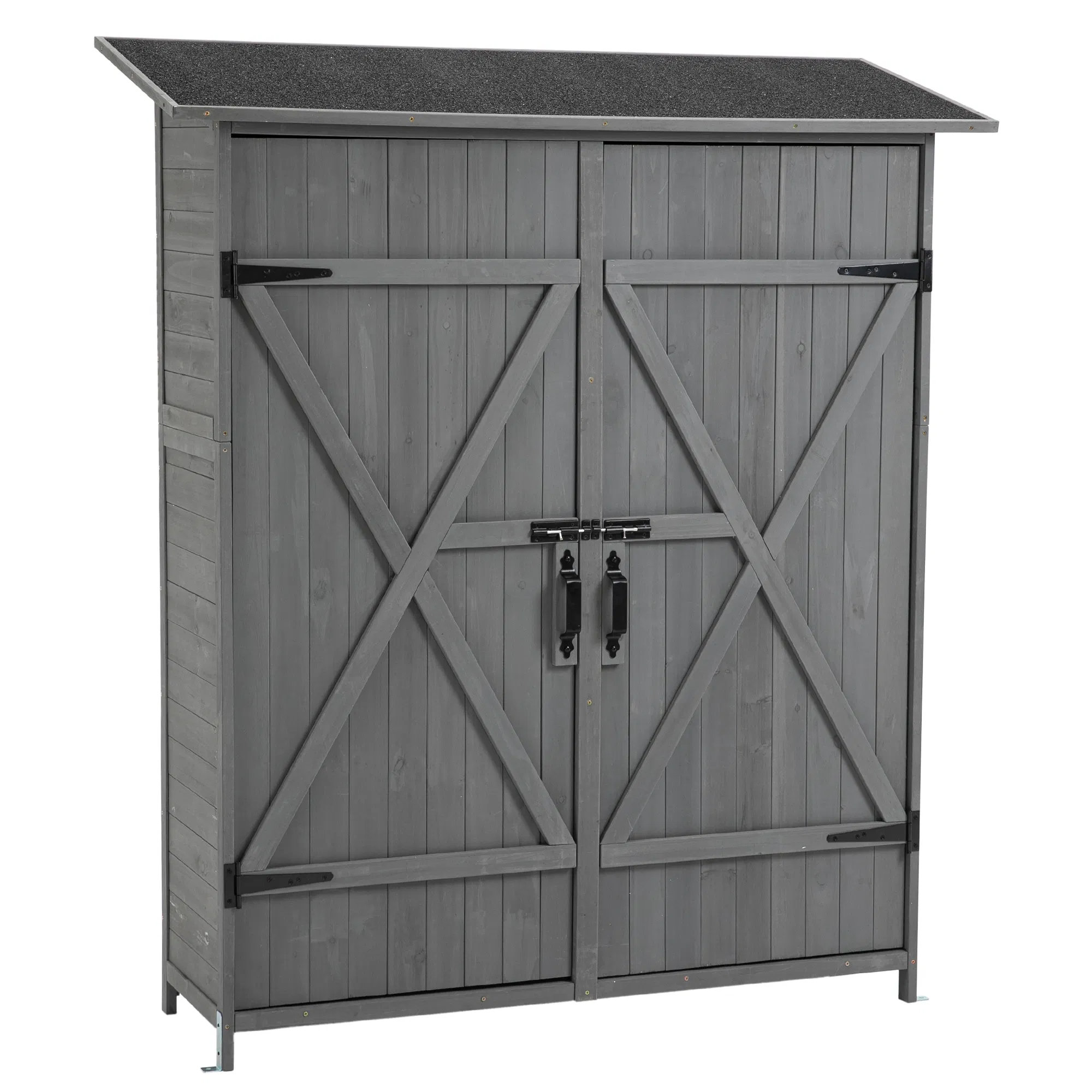 Gracie Oaks Outdoor Storage Shed with Lockable Door, Wooden Tool ...