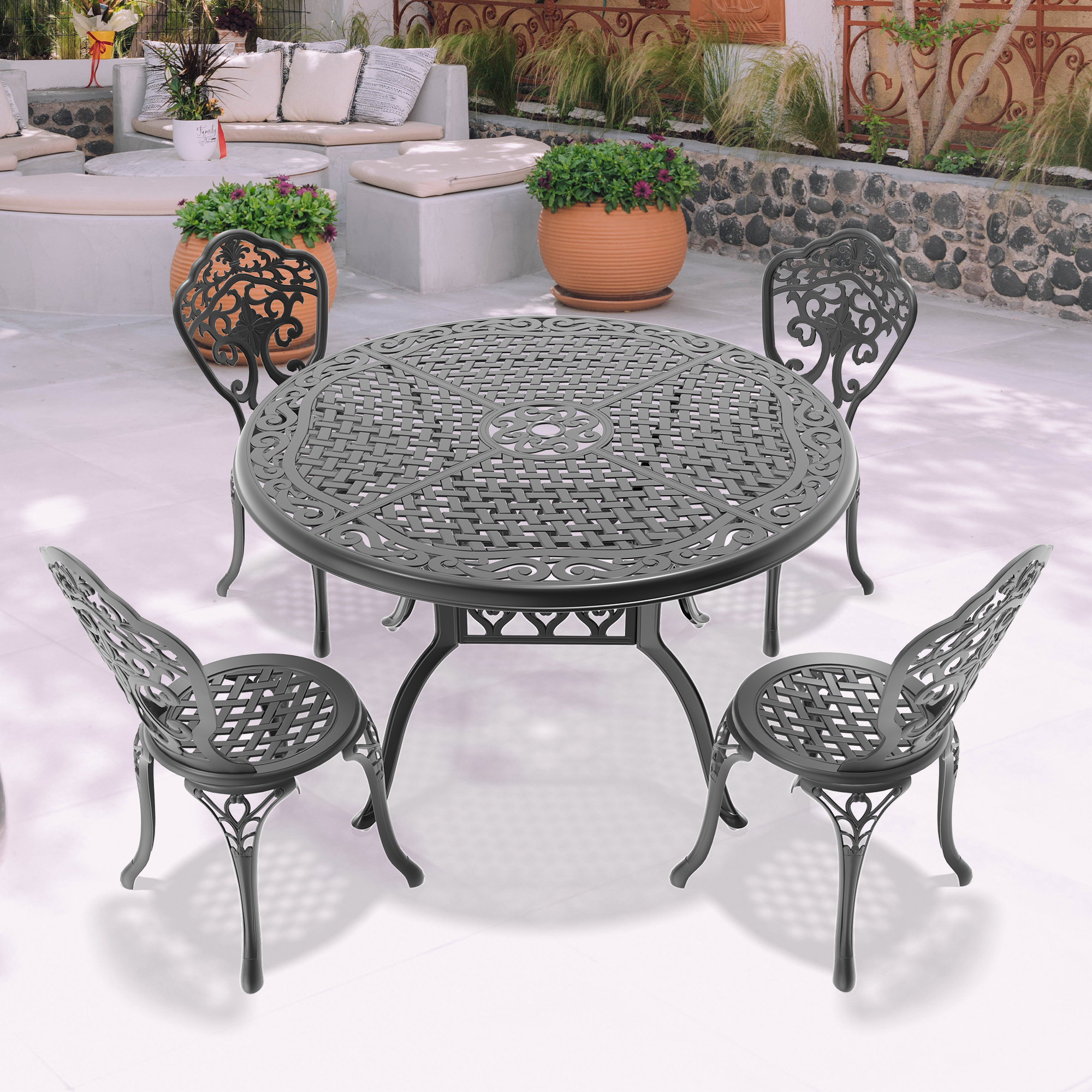 Bloomsbury Market -piece cast aluminum garden set - all-weather patio ...