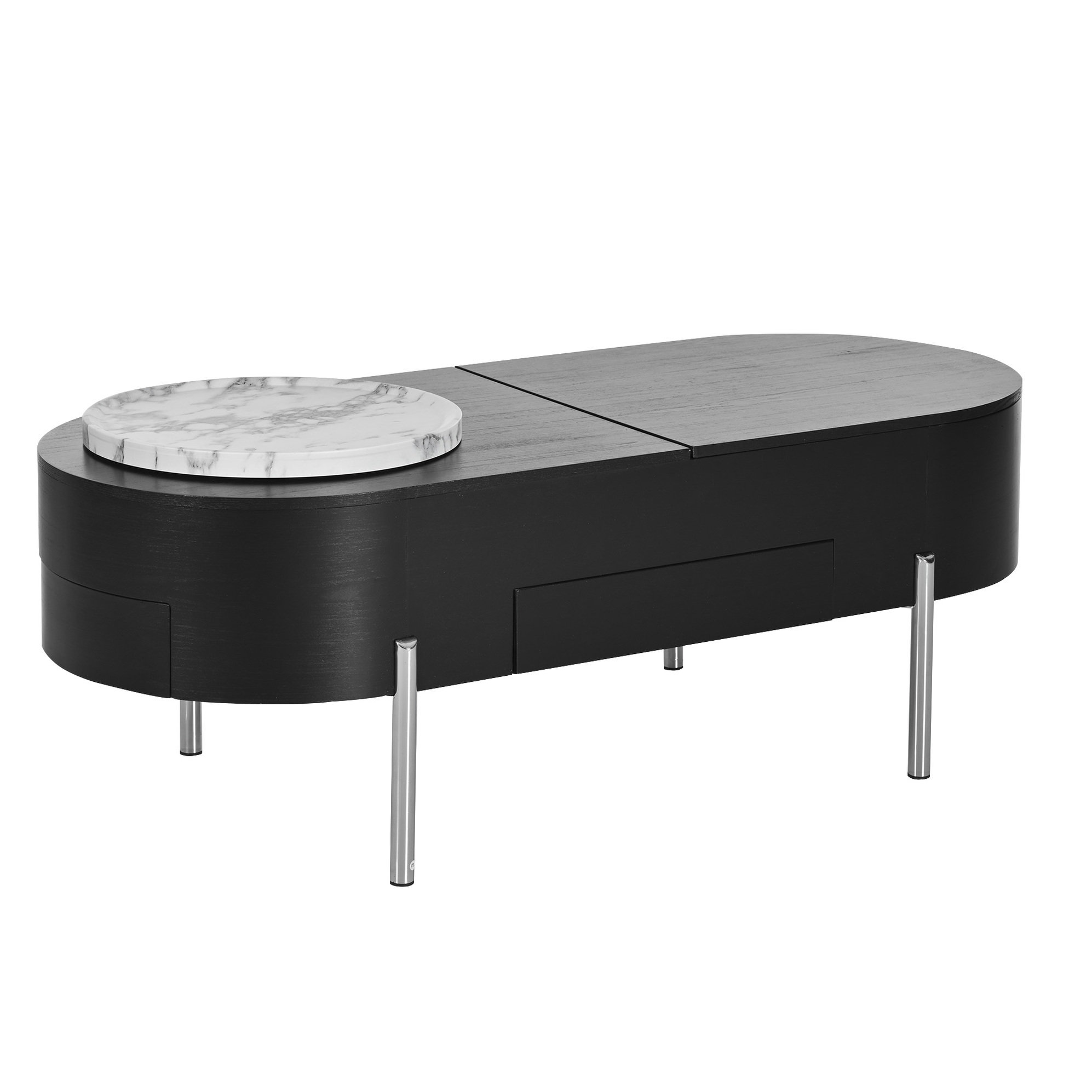 Latitude Run® 47.2'' Oval Lift Top Coffee Table With Rotating Tray And ...