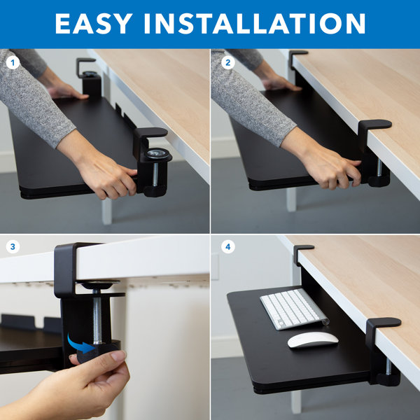 Mount-It! Ergonomic Sliding Under Desk Clamp Keyboard Tray and Mouse ...