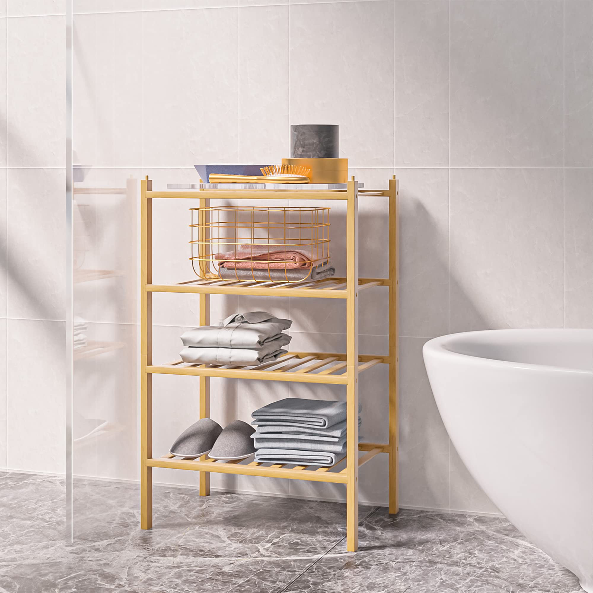 NIERBO Stylish Bamboo 4-Tier Shoe Rack 11.6"X17.8"X28.5" - Multi ...