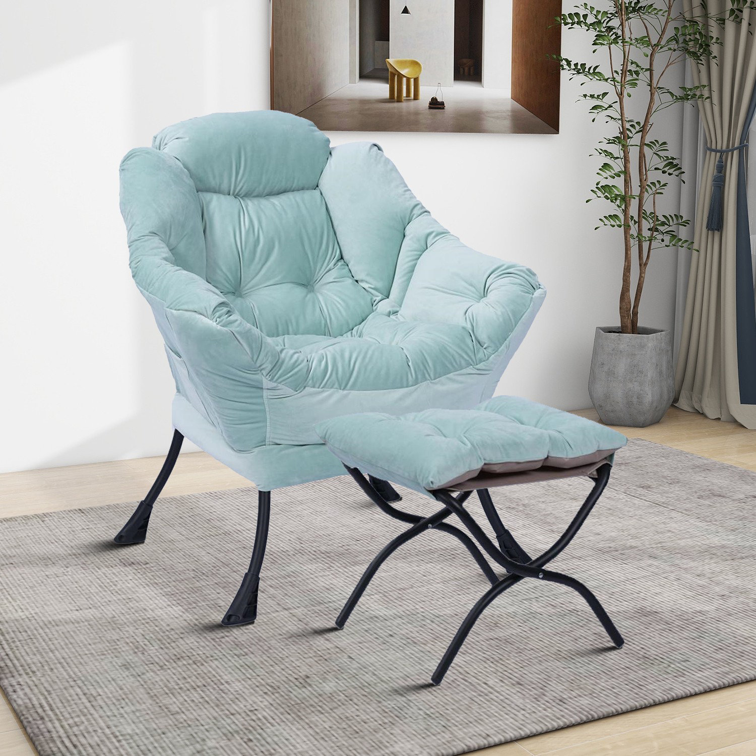 Winston Porter Sumiah 31.51'' Wide Tufted Lounge Chair and Ottoman | Wayfair