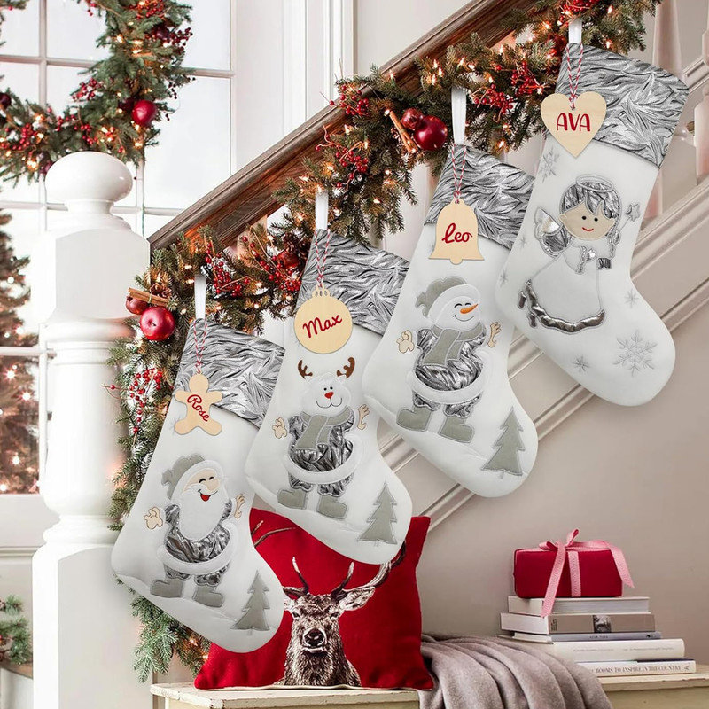 AMIZOY 18 Inches Christmas Stockings, 4 Pack Large Personalized ...