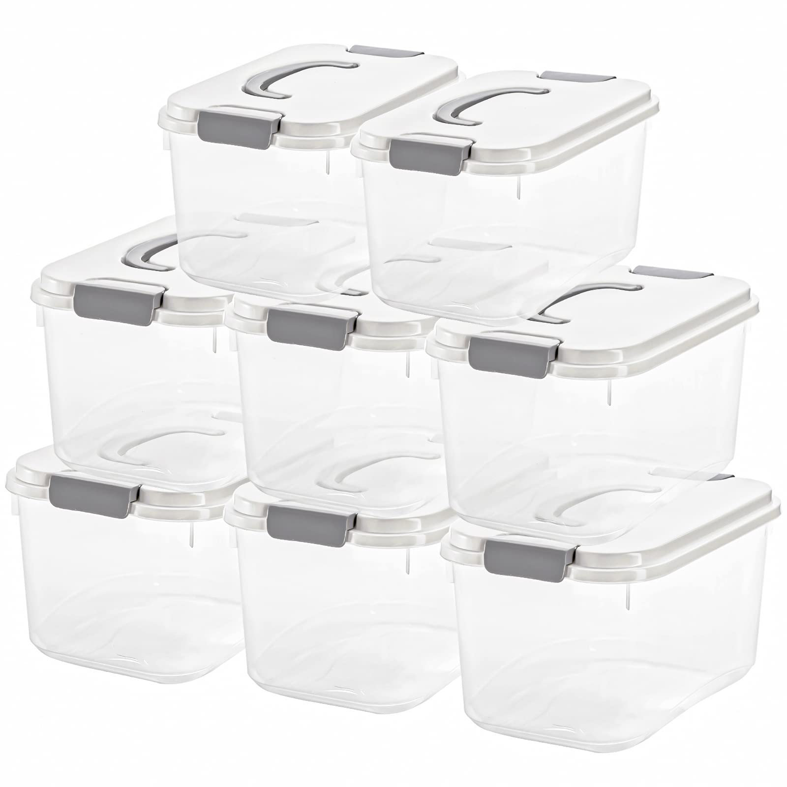 Rebrilliant Set Of 8 Plastic Storage Bins, 5.5 Quart Clear Storage ...