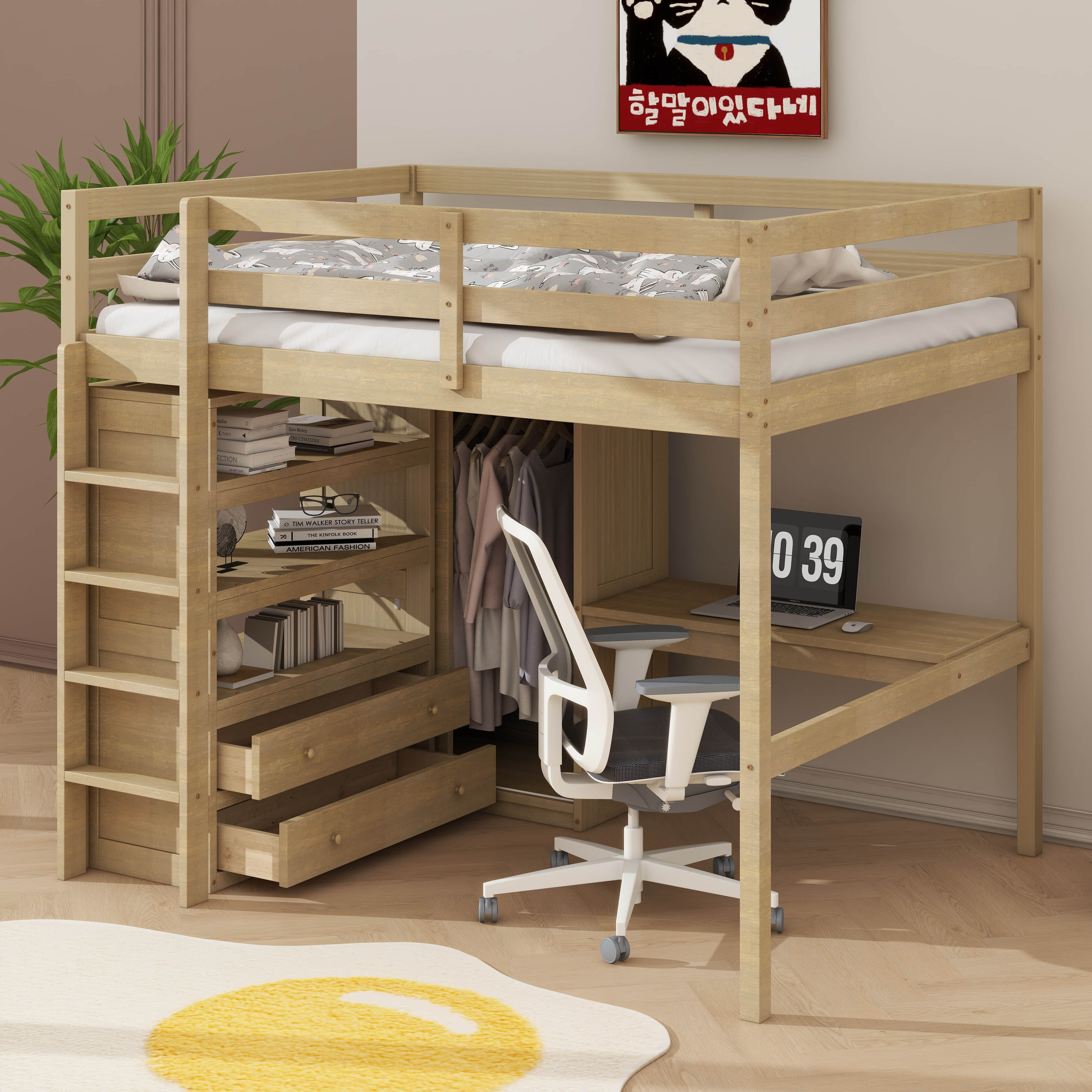 Red Barrel Studio® Full-Sized Multifunctional Loft Bed With Integrated ...