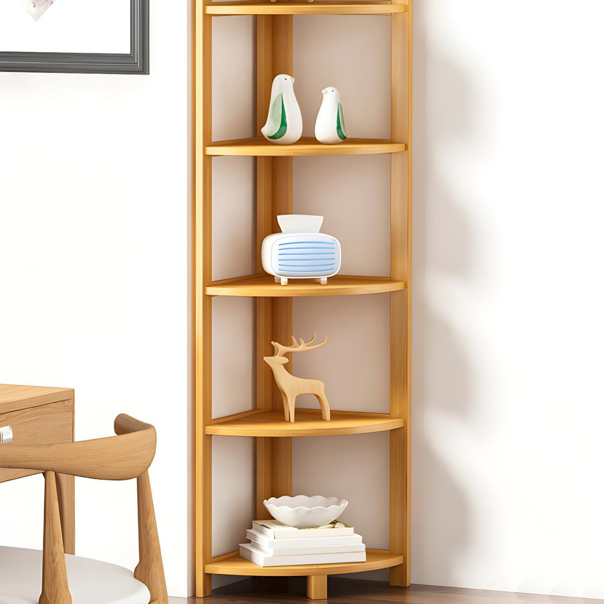 Rebrilliant Bamboo Corner Shelf 5/6 Rows – Space-Saving and Storage ...