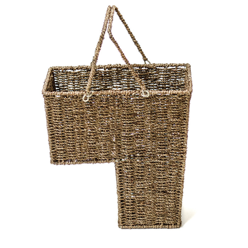 Highland Dunes Wicker Storage Stair Basket With Handles & Reviews | Wayfair
