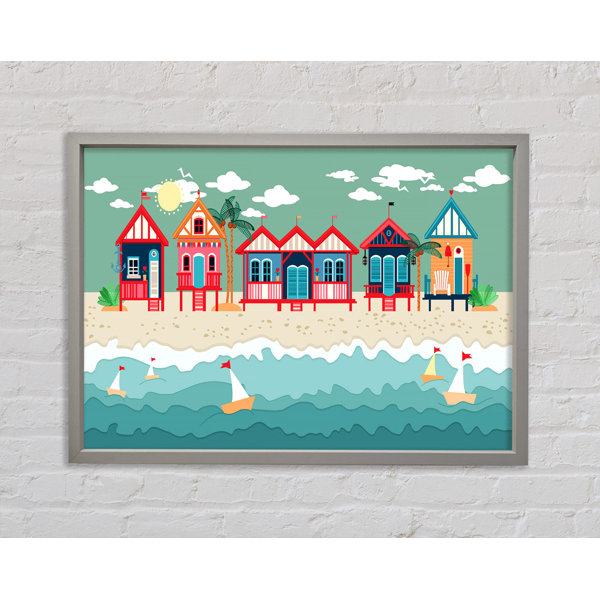 Longshore Tides Beach Huts And Sailboats - Single Picture Frame Print ...