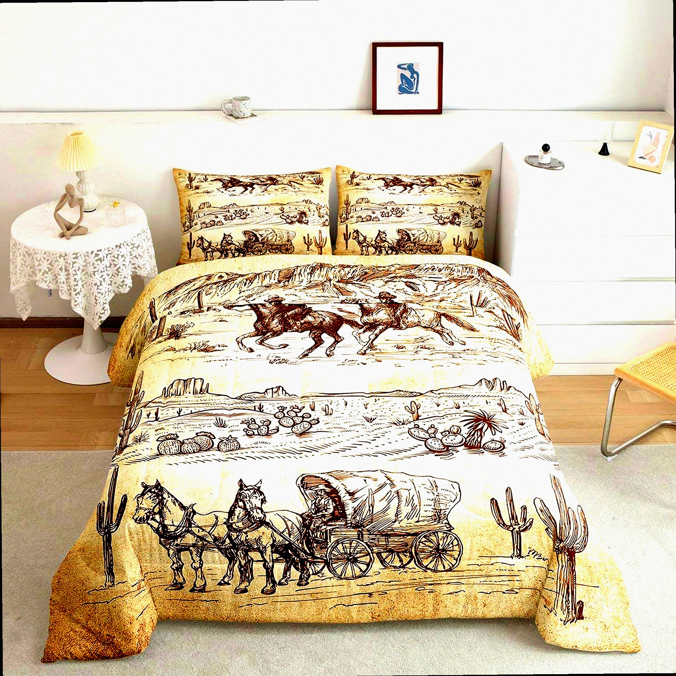 East Urban Home Wild West Cowboy Comforter Set - Retro Desert Bedding ...