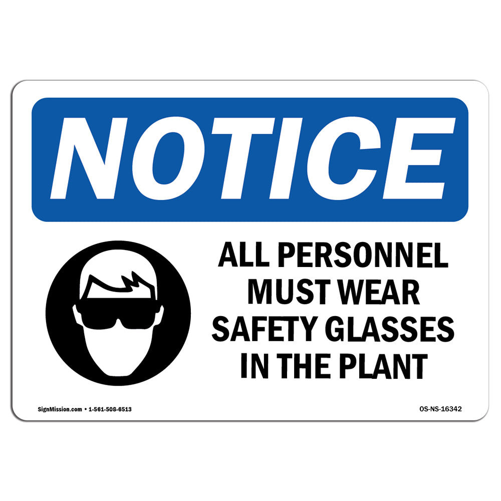 SignMission Notice - Personnel Must Wear Safety Glasses Sign | Wayfair