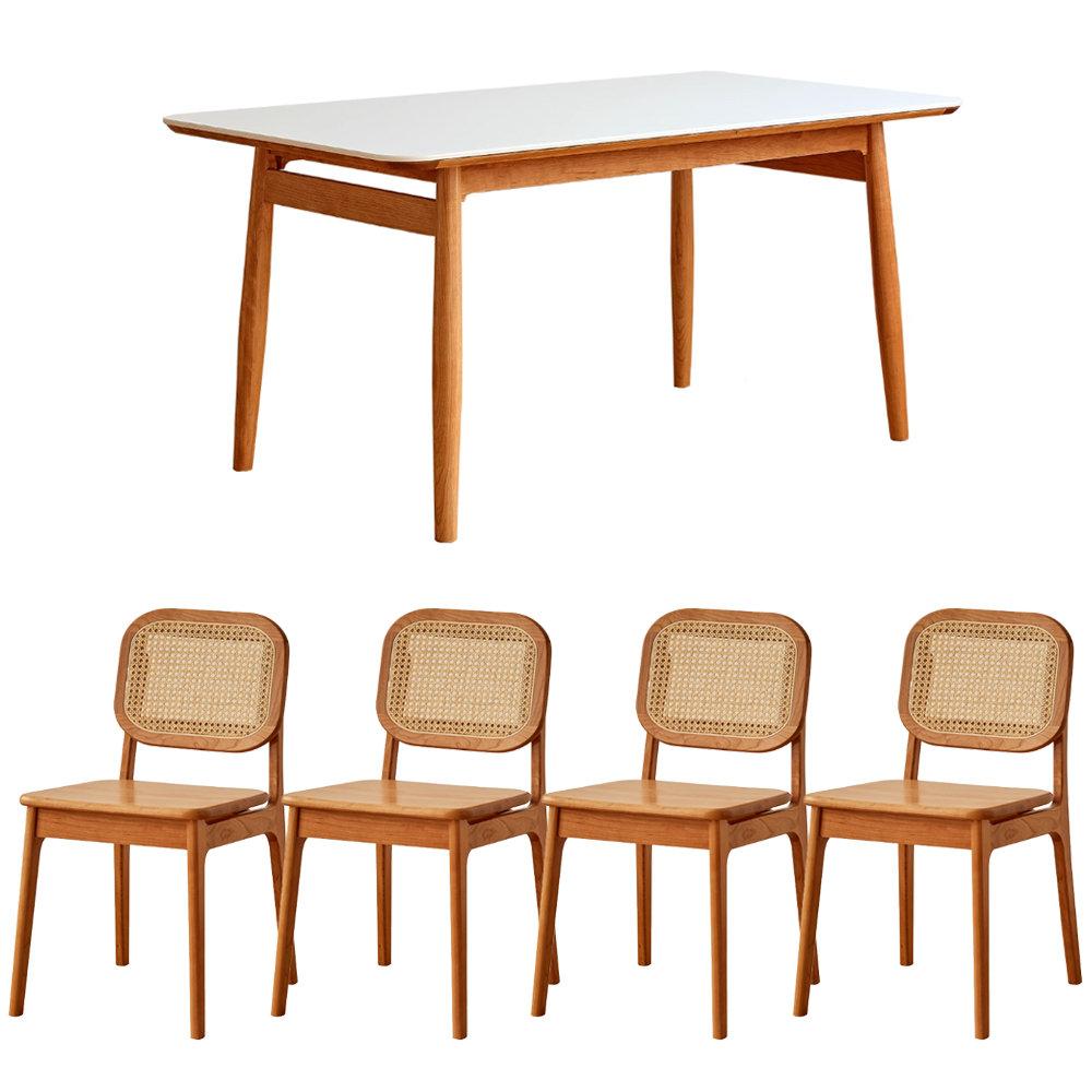 Beicang Home Simple Solid Color Rock Slab Cherry Wood Table Set | Wayfair