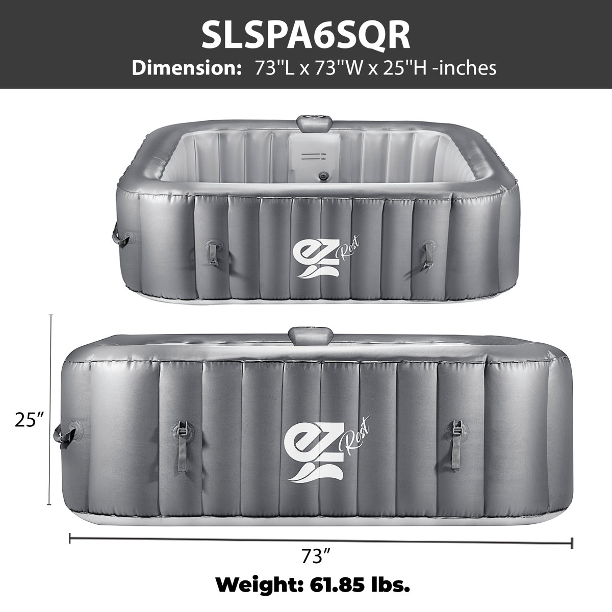 SereneLife 6-Seat Inflatable Pool Spa with Light - Portable Hot Tub Spa ...