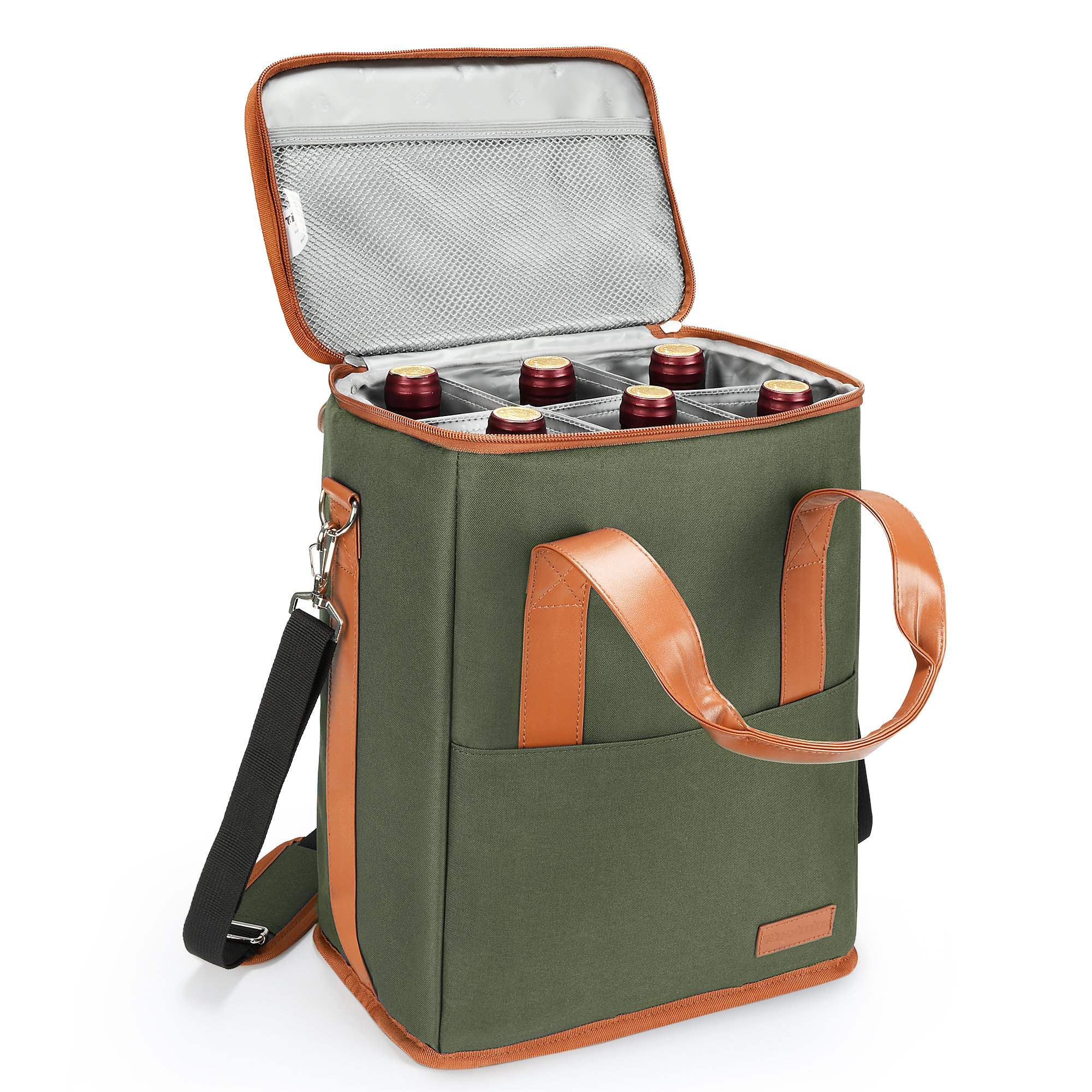 Tirrinia 6 Bottle Cooler Bag - Insulated Bottle Wine Carrier, Wine Case ...