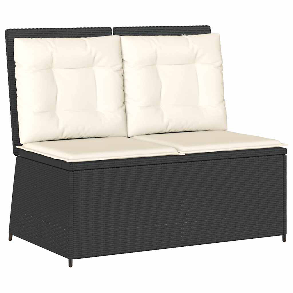 Ebern Designs Reclining Patio Bench Brown Poly Rattan Medium | Wayfair