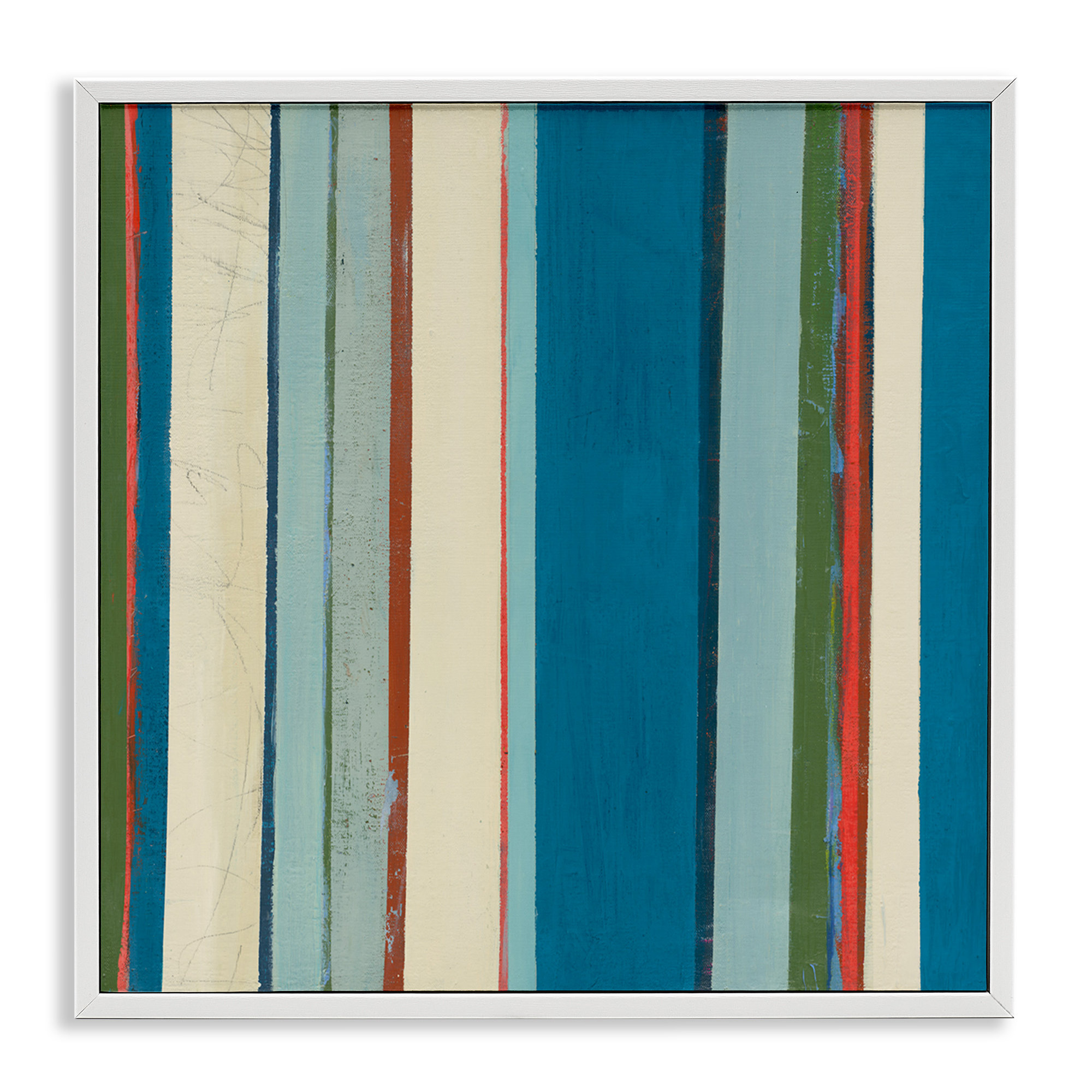 Stupell Industries Asymmetrical Blue Stripes Framed Giclee Art by ...