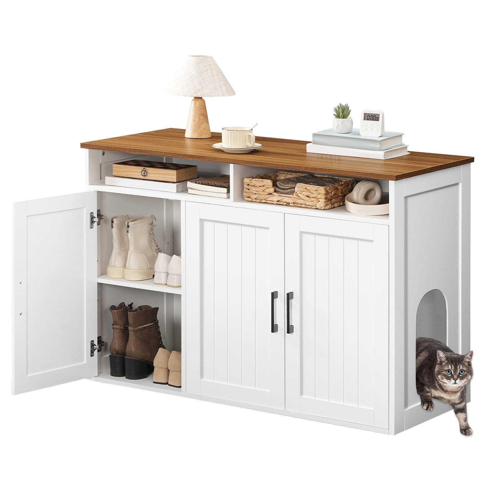 Tucker Murphy Pet™ Large Hidden Cat Litter Box Enclosure For Self ...