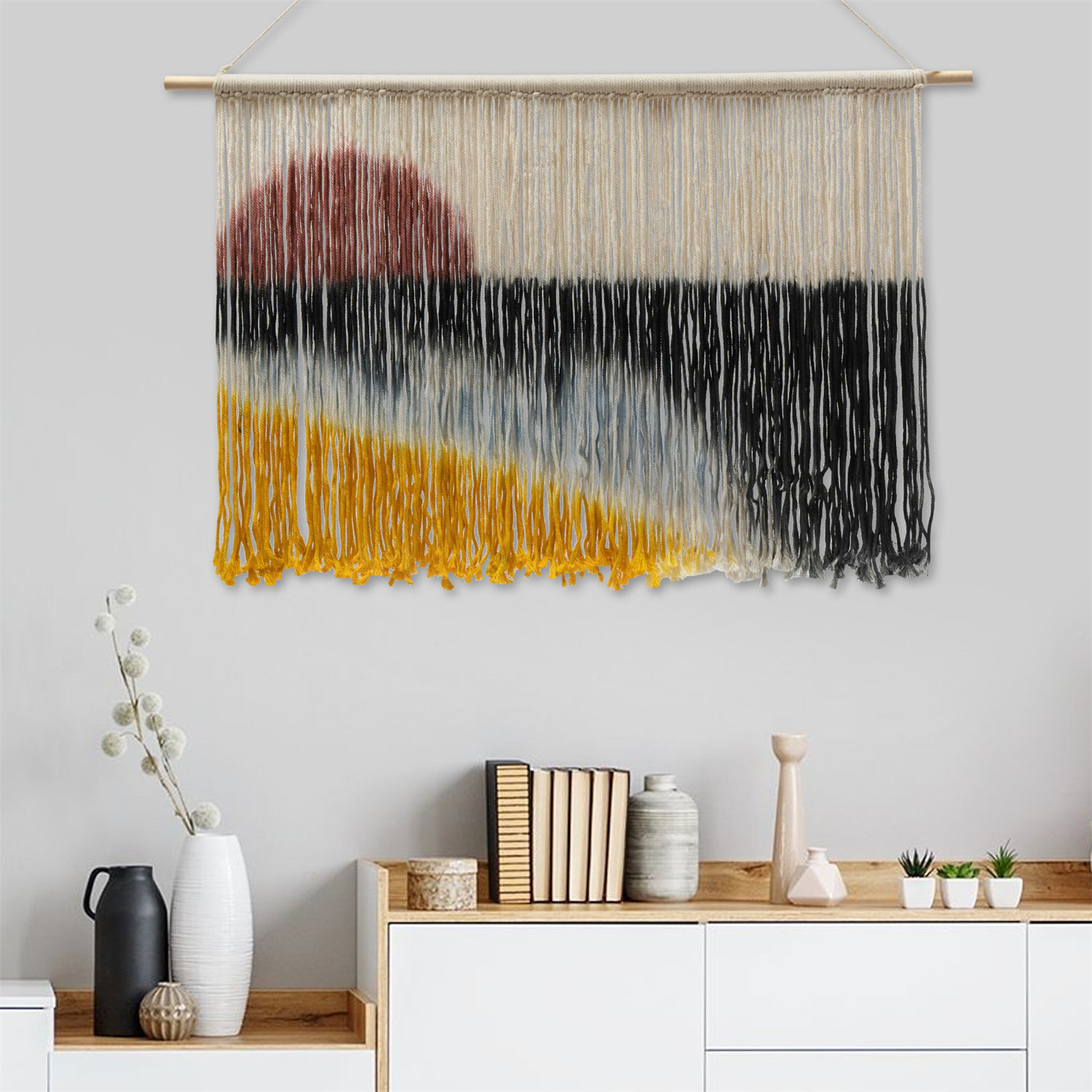 Dakota Fields Large Sunset pattern Modern Macrame Wall Hanging ...