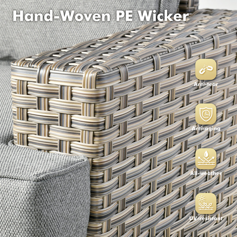 Lark Manor™ Tommy Outdoor Wicker 7 Person Seating Group With Cushions ...