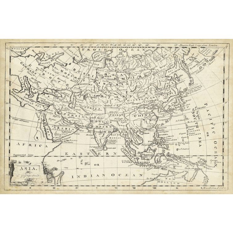 Longshore Tides Map Of Asia by T. Jeffreys - Wrapped Canvas Art Prints ...