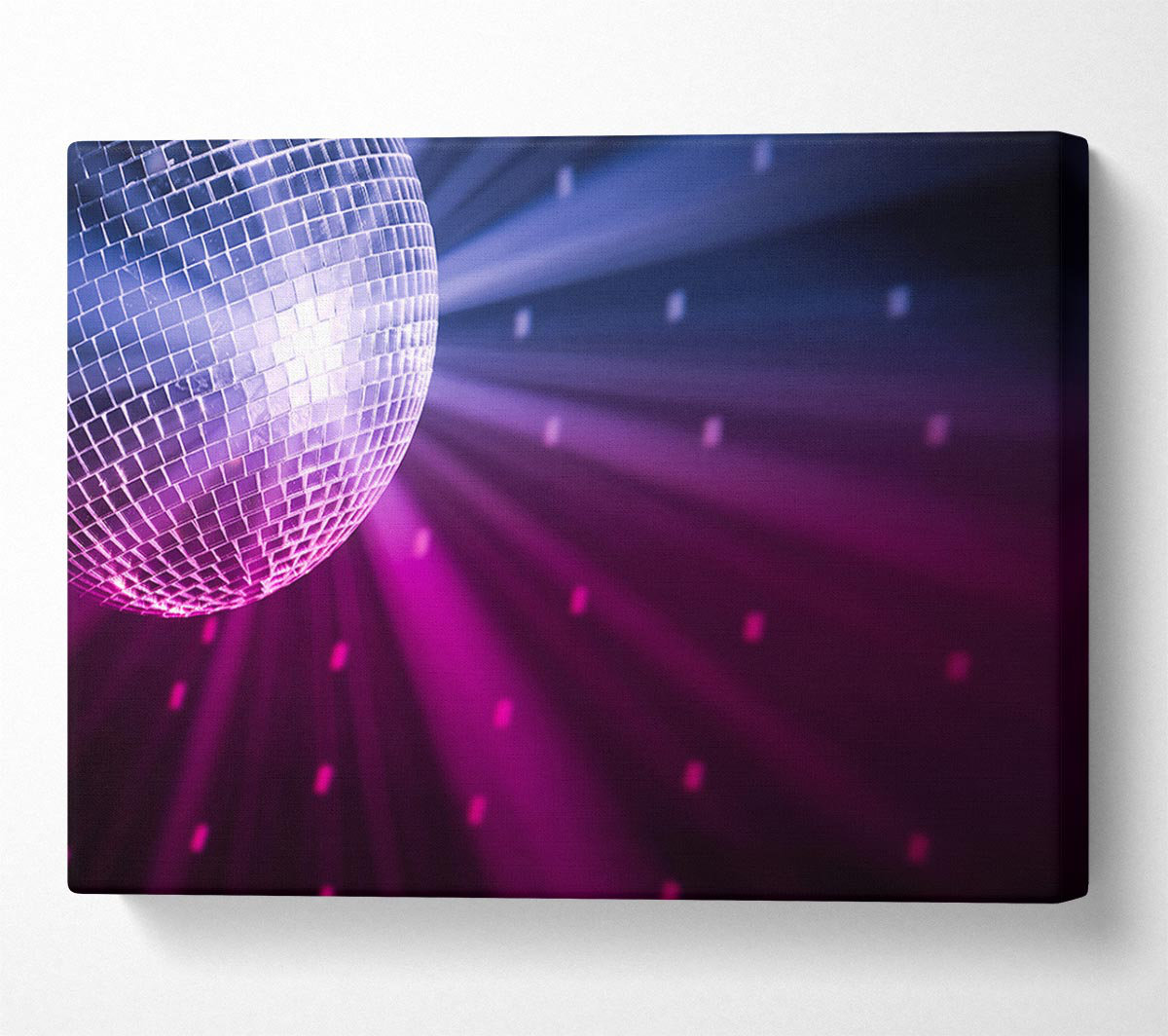 17 Stories Disco Ball Blue and Pink - Wrapped Canvas Photograph ...