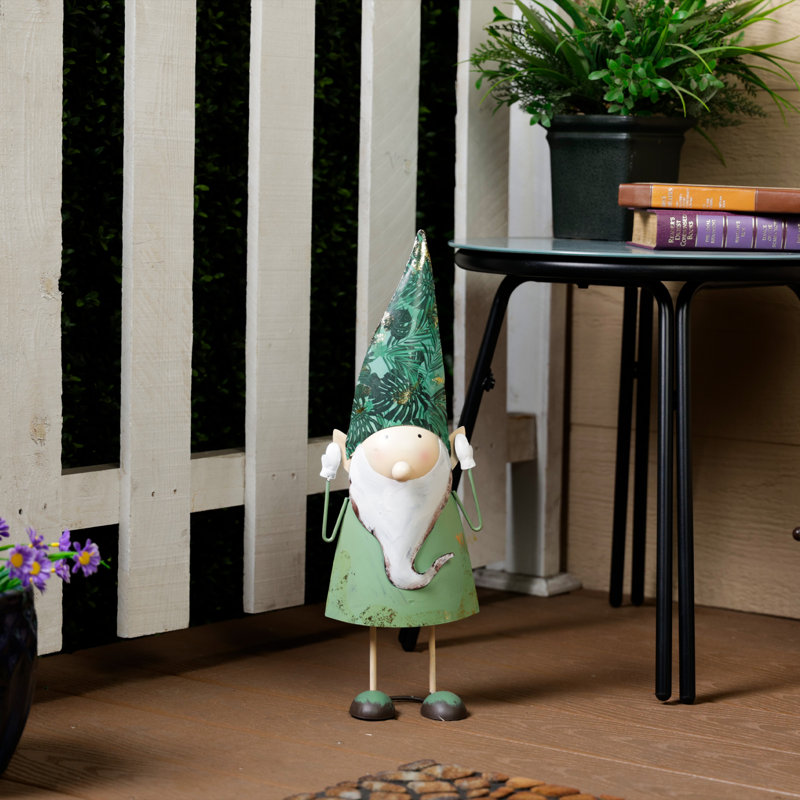 Alpine 19"H Hear No Evil Metal Gnome Decor for Patio & Garden | Wayfair