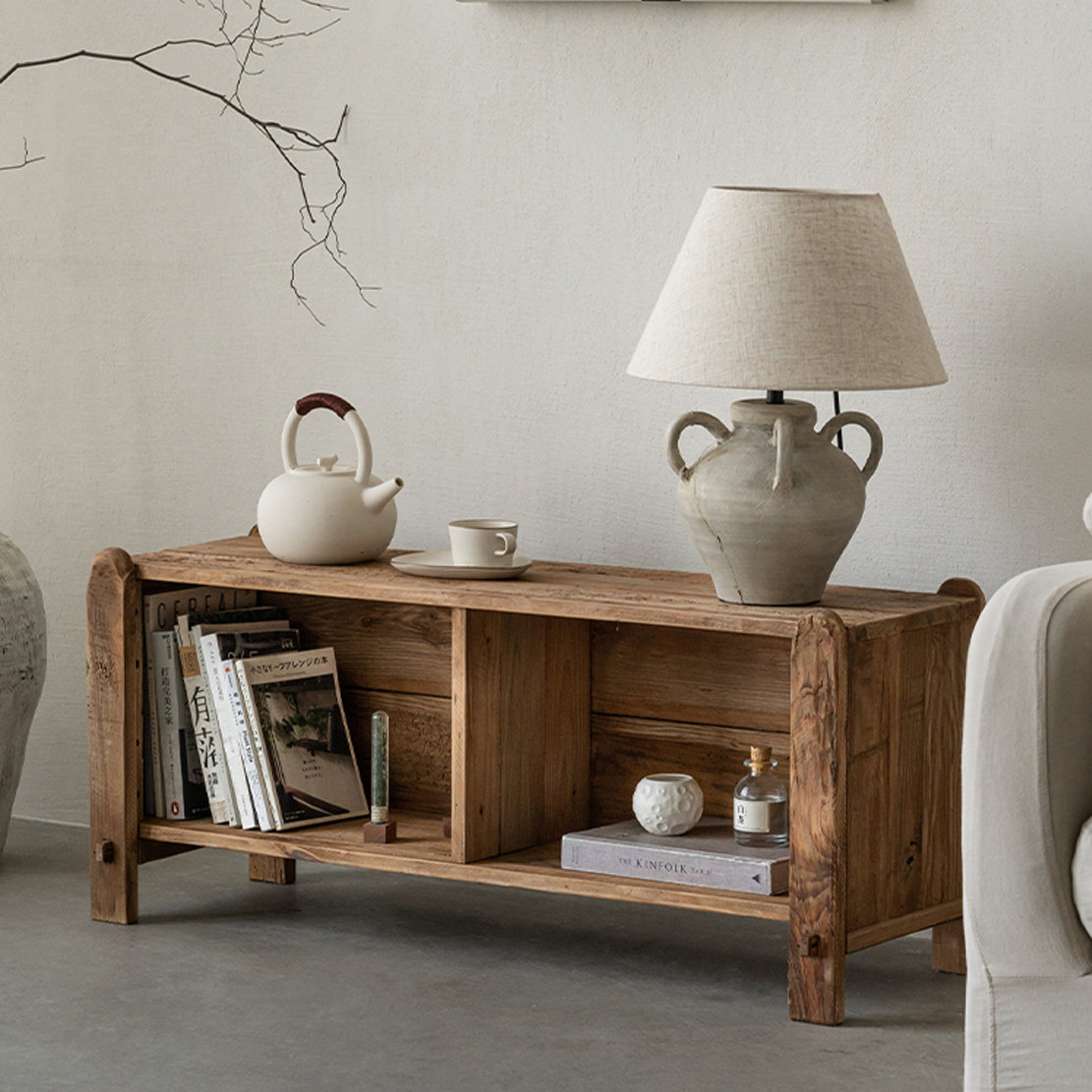 DICIXA Old Pine Vintage Shoe Stool 4 Pair Solid Wood Shoe Storage Bench ...