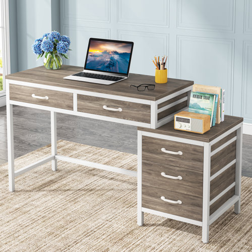 17 Stories 51''W Reversible Desk with Drawers & Reviews | Wayfair